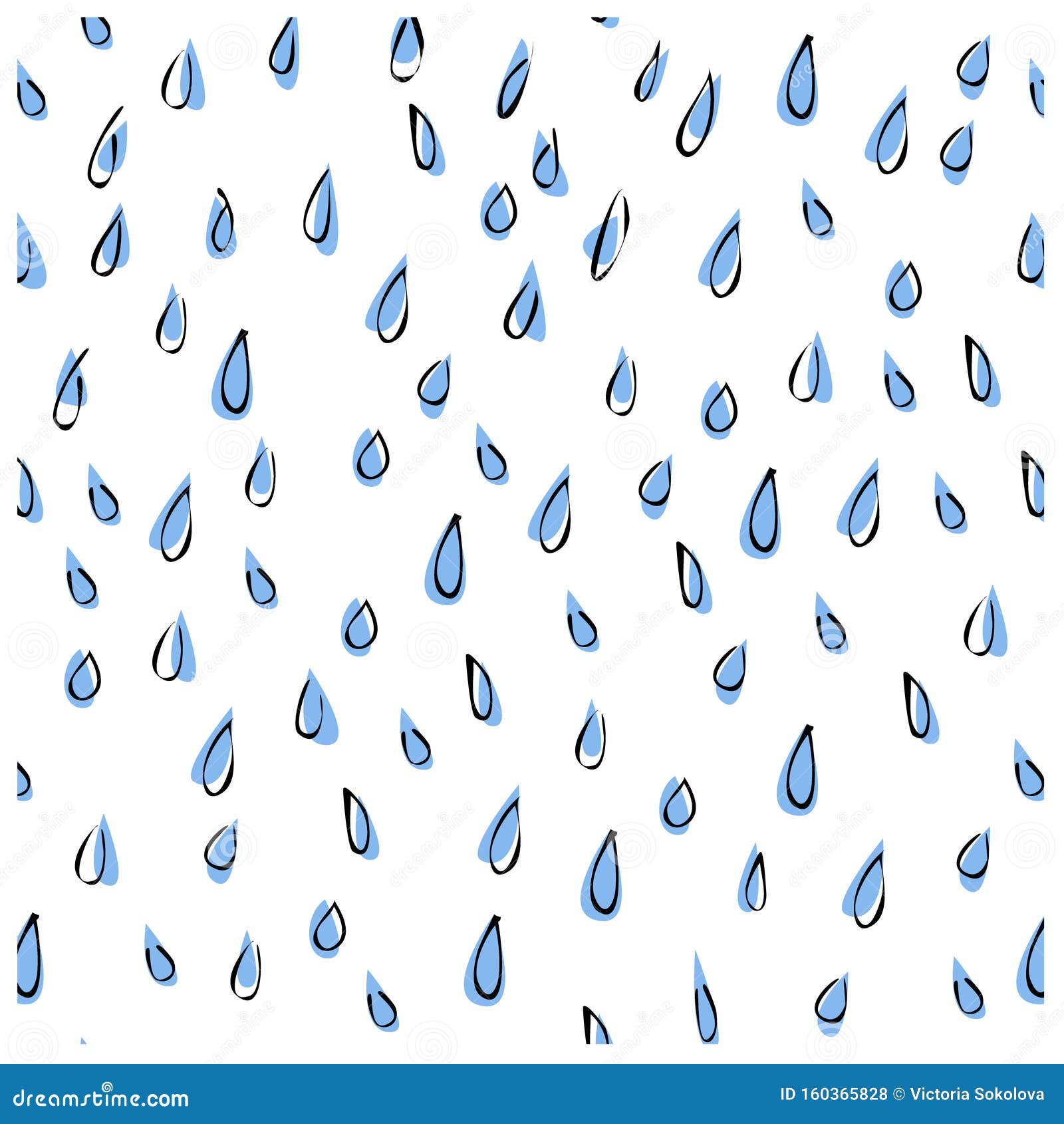 Seamless Vector Pattern of Abstract Falling Raindrops on White ...