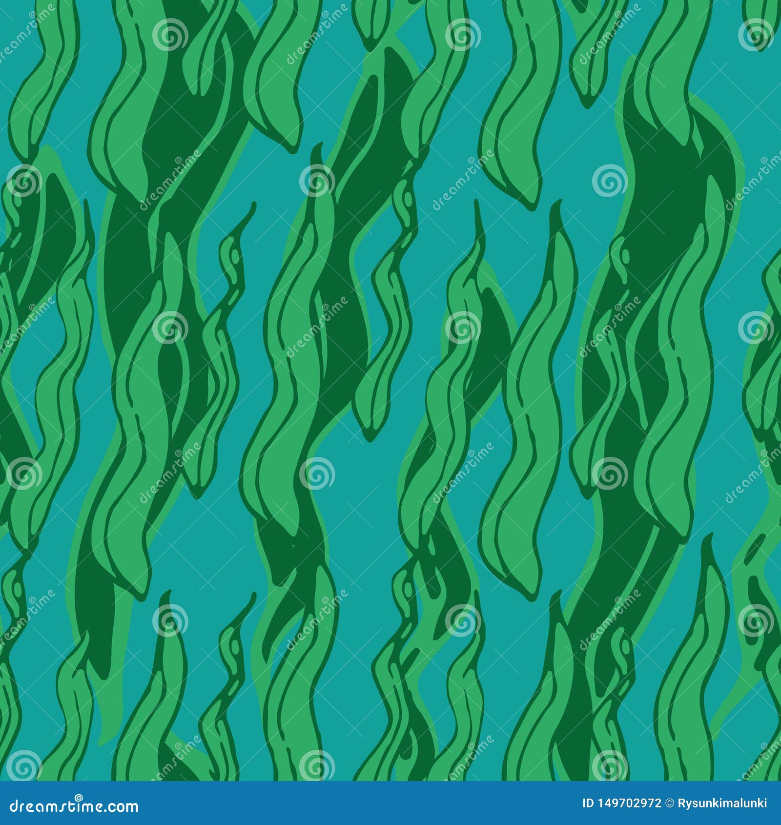 Seamless Vector Pattern with Seaweed Leaves in Water Stock Vector ...