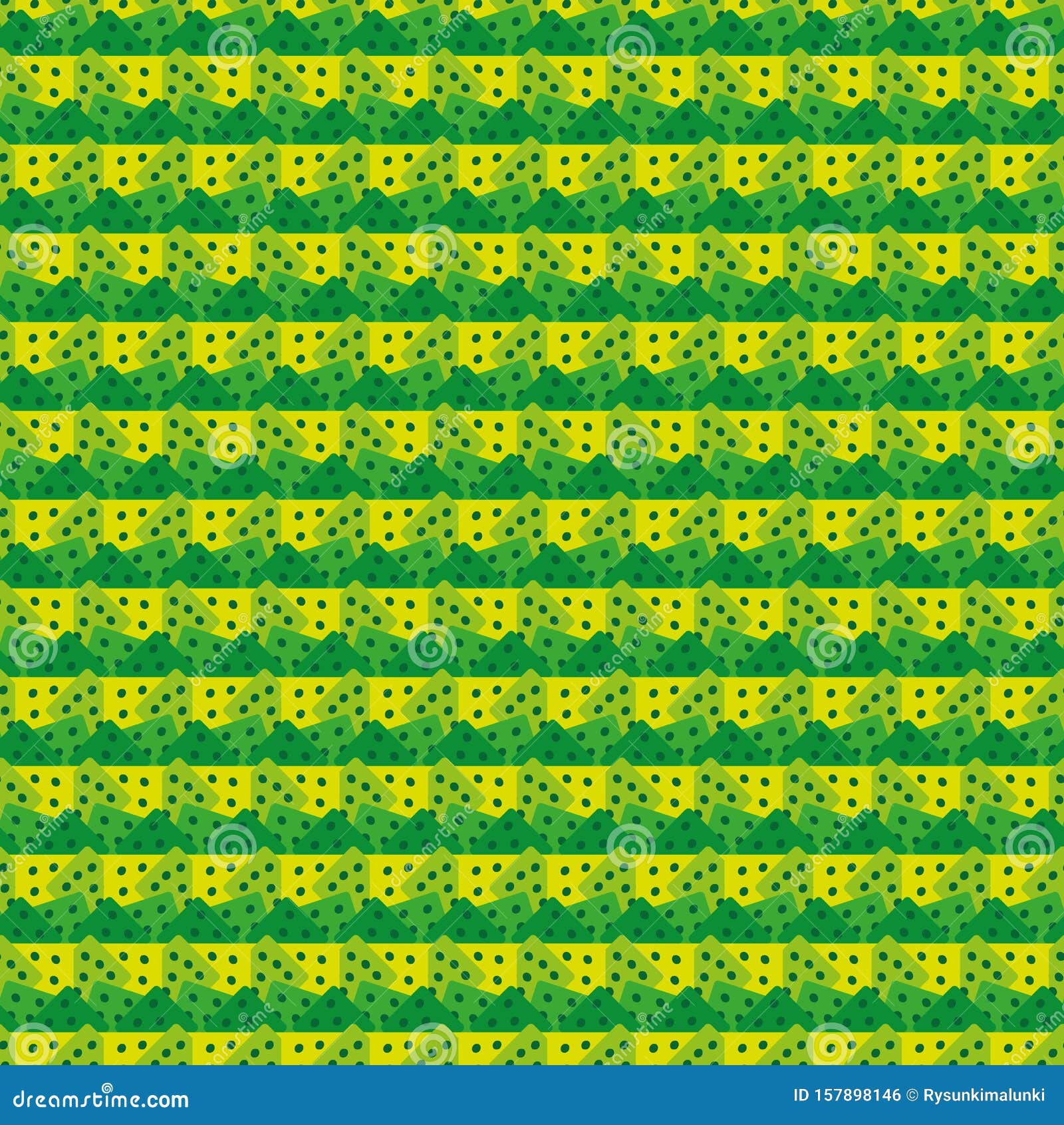 Seamless Vector Pattern with Abstrat Green and Yellow Shapes Arranged ...