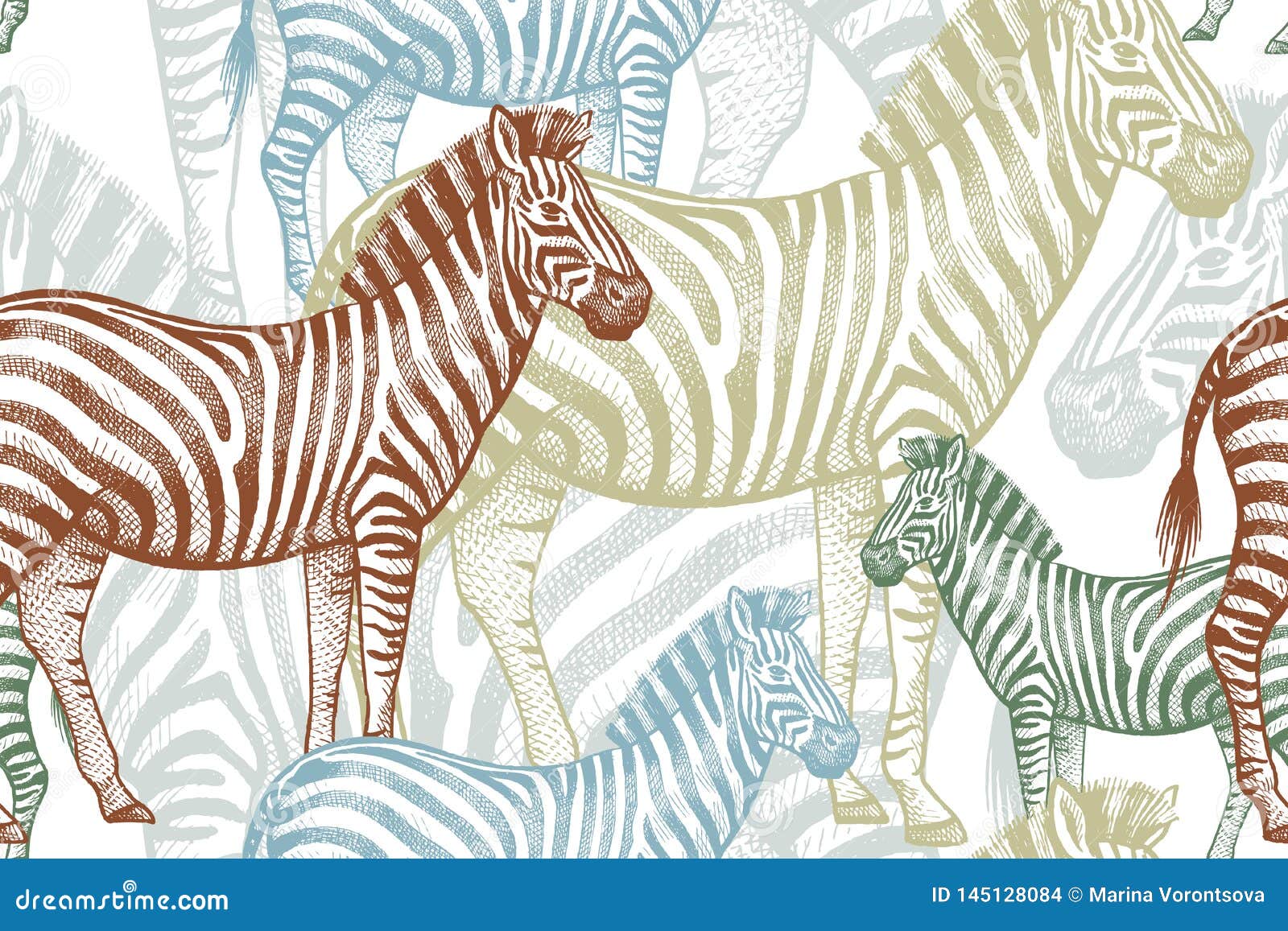 Seamless Pattern with African Animals Zebra Stock Vector - Illustration ...