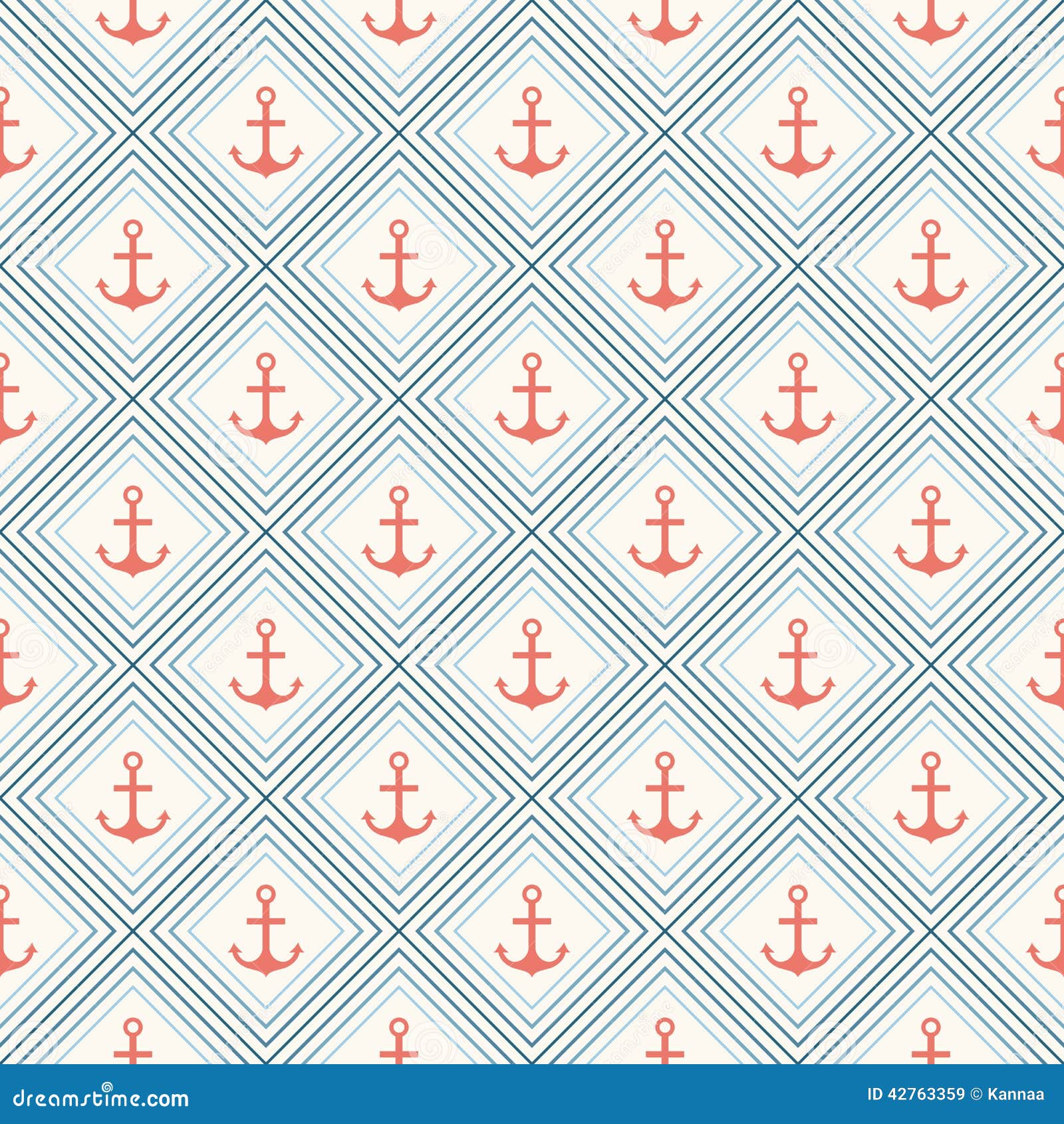 Seamless Vector Pattern of Anchor Shape and Line Stock Vector ...
