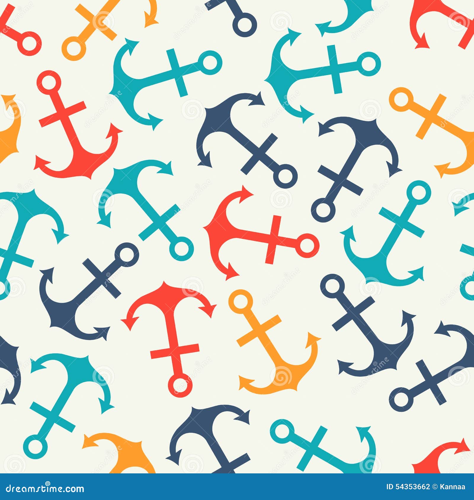 Seamless Vector Pattern of Anchor Shape and Line Stock Vector ...