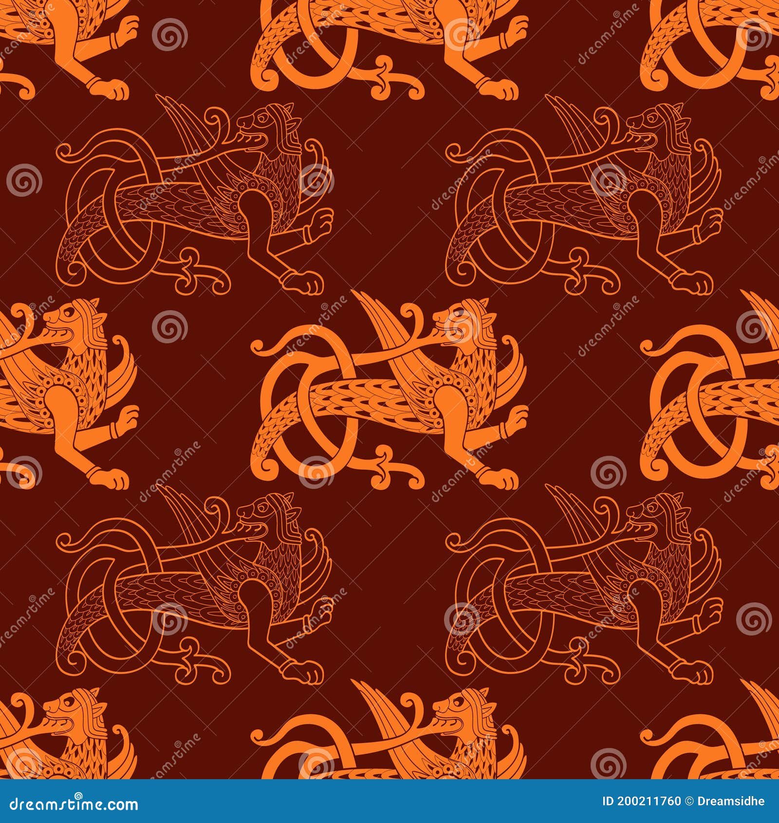 Set Of Ancient Slavic Animal Designs. Vector Silhouettes ...