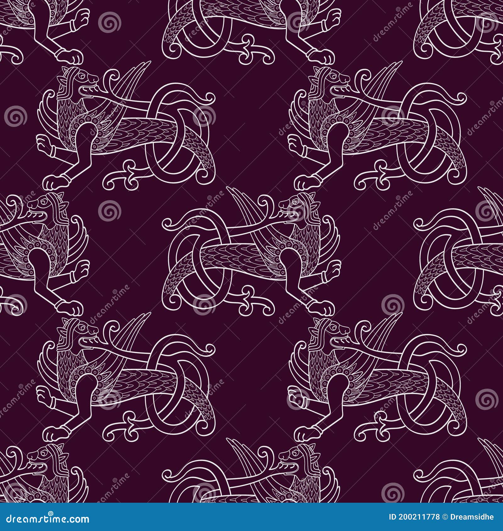 Set Of Ancient Slavic Animal Designs. Vector Silhouettes ...