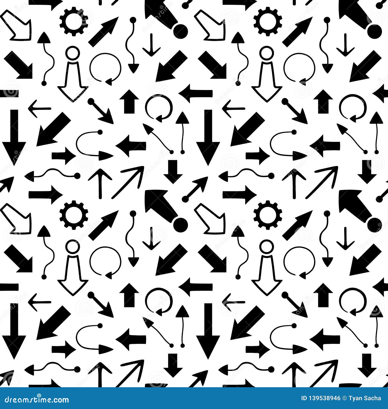 Seamless Vector Pattern with Arrows. Arrow Signs Icon Pattern on White ...