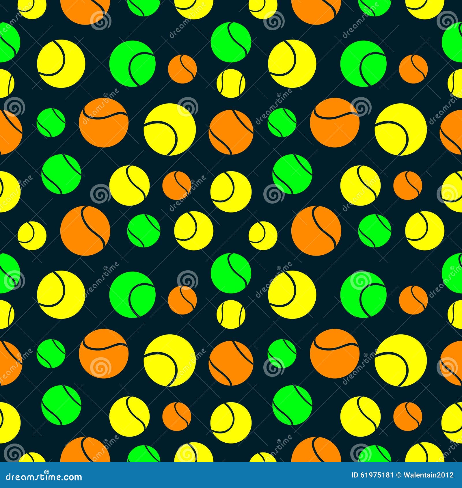 Seamless Vector Pattern, Background with Elements of Tennis Balls Stock ...