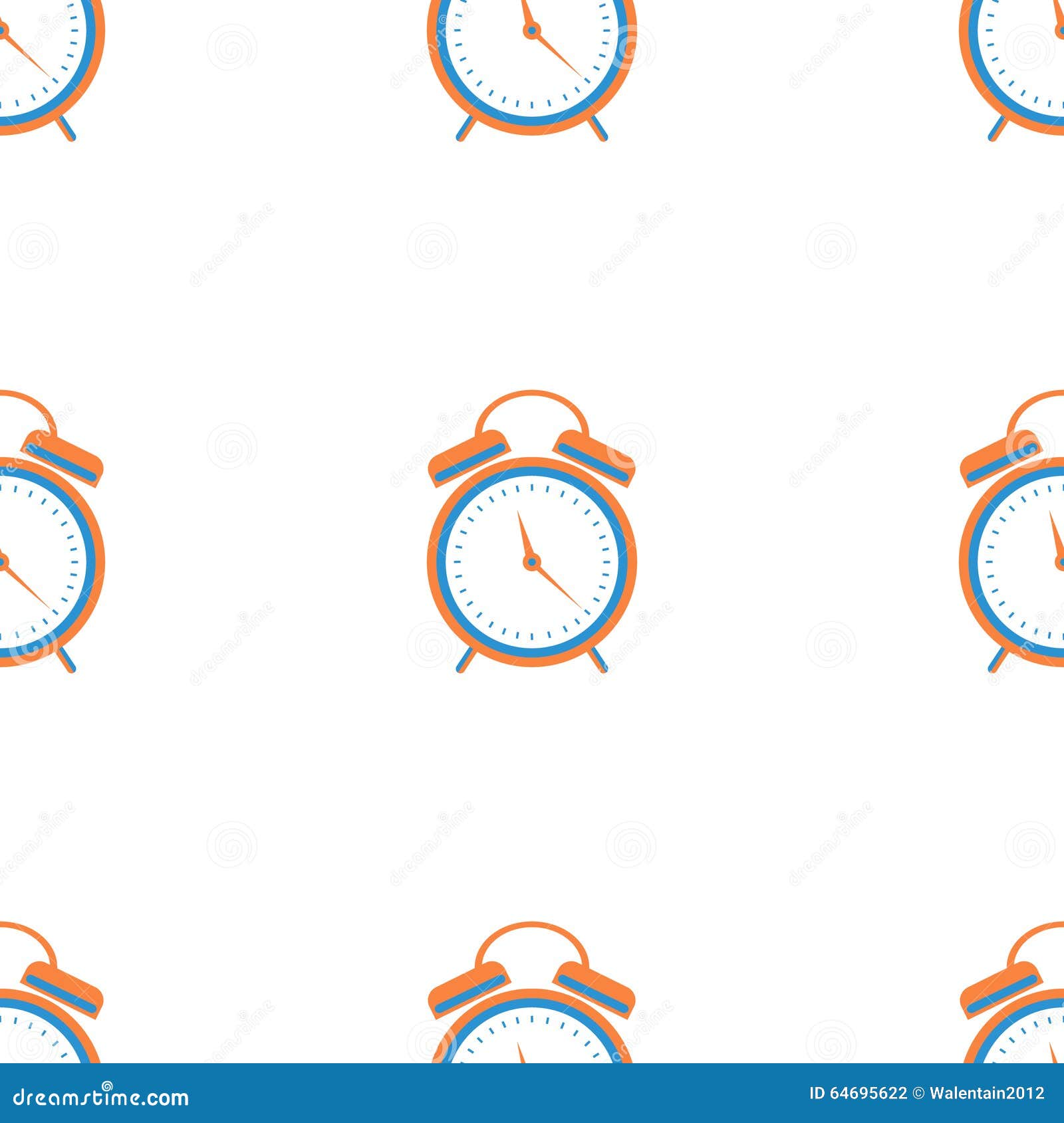 Seamless Vector Pattern. Background with Orange Alarm Clocks on the ...
