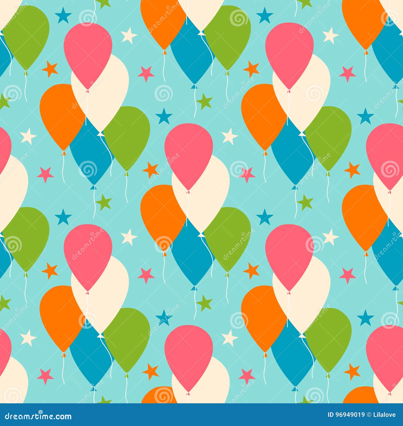 Seamless Vector Pattern with Balloons. Stock Vector - Illustration of ...
