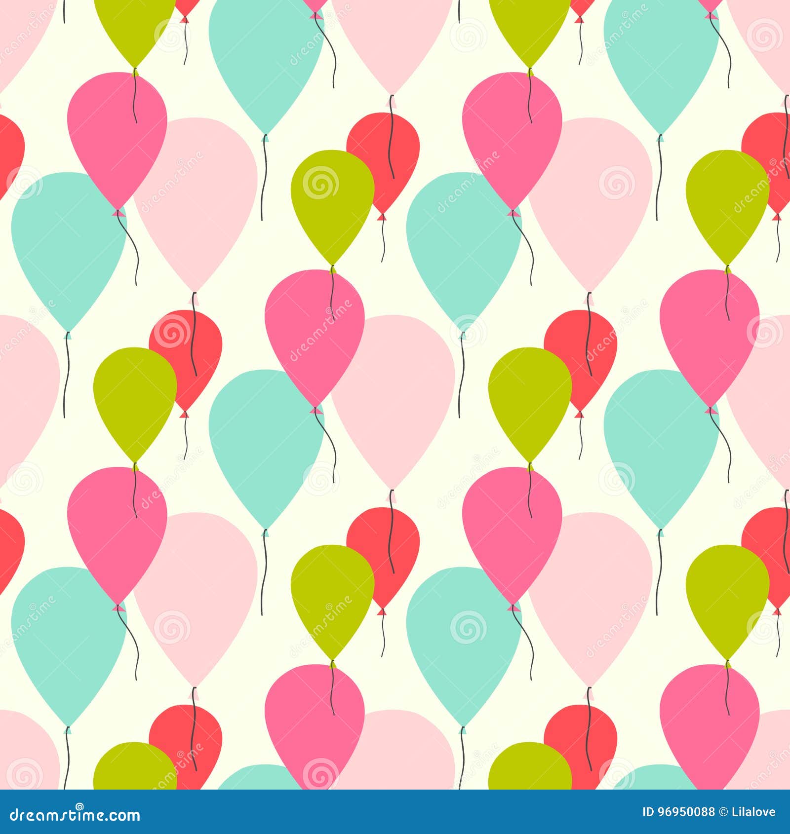 Seamless Vector Pattern with Balloons Stock Vector - Illustration of ...