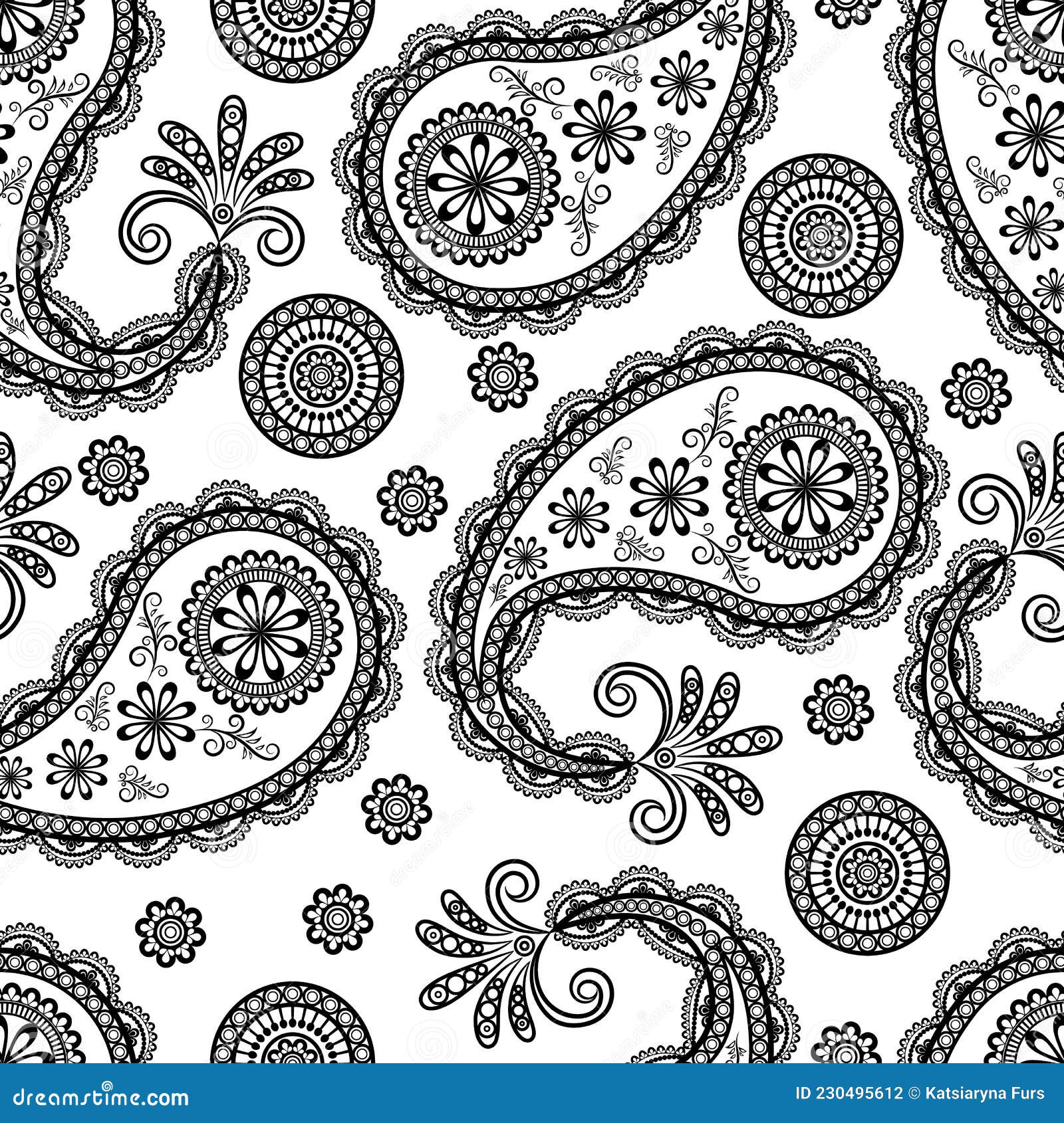 Seamless Vector Pattern Based On Traditional Oriental Paisley Elements