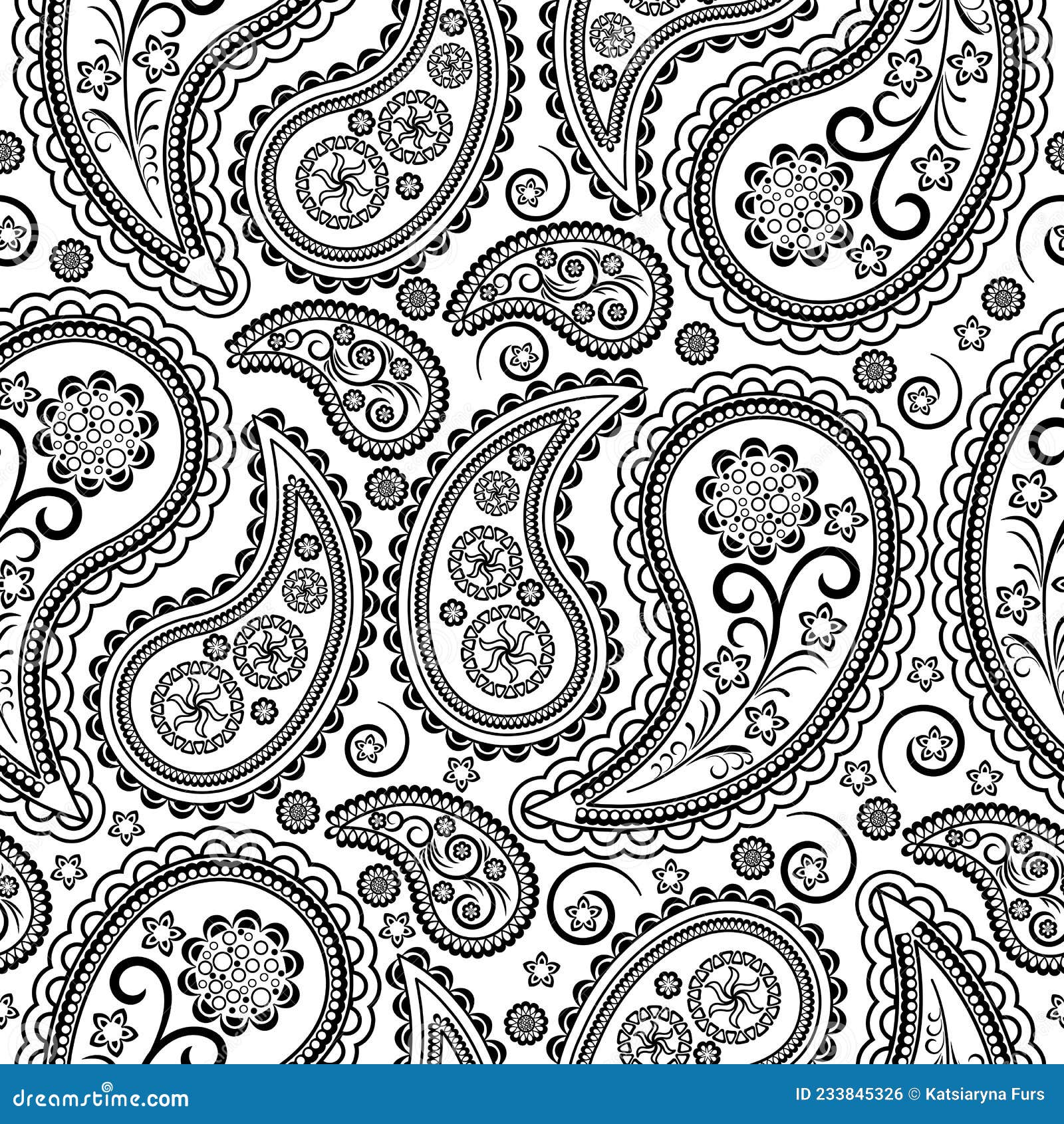 Seamless Vector Pattern Based on Traditional Oriental Paisley Elements ...