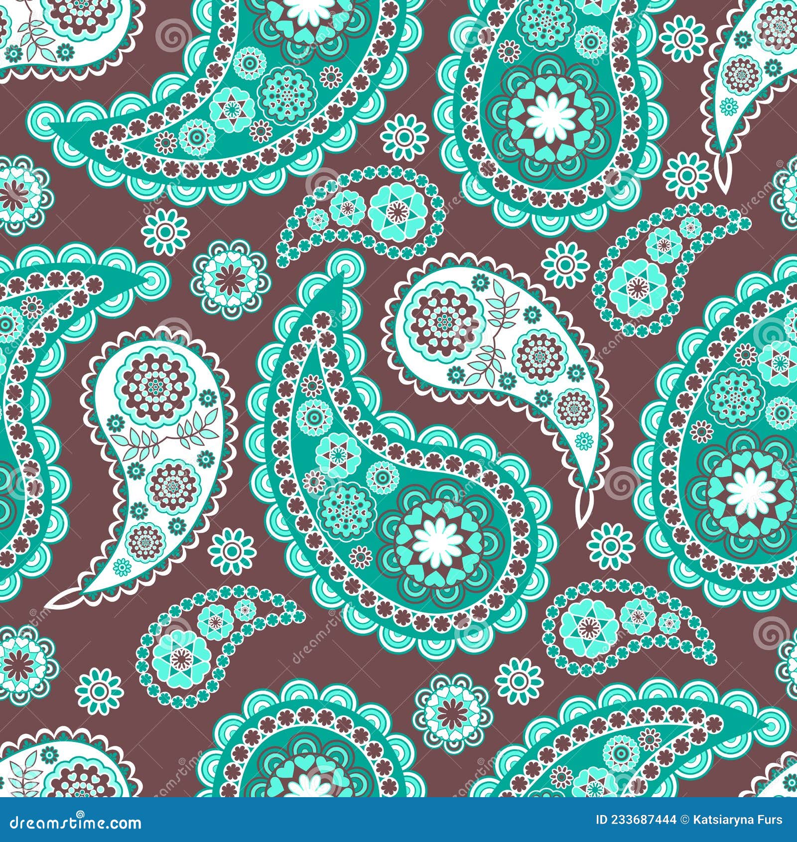 Seamless Vector Pattern Based On Traditional Oriental Paisley Elements