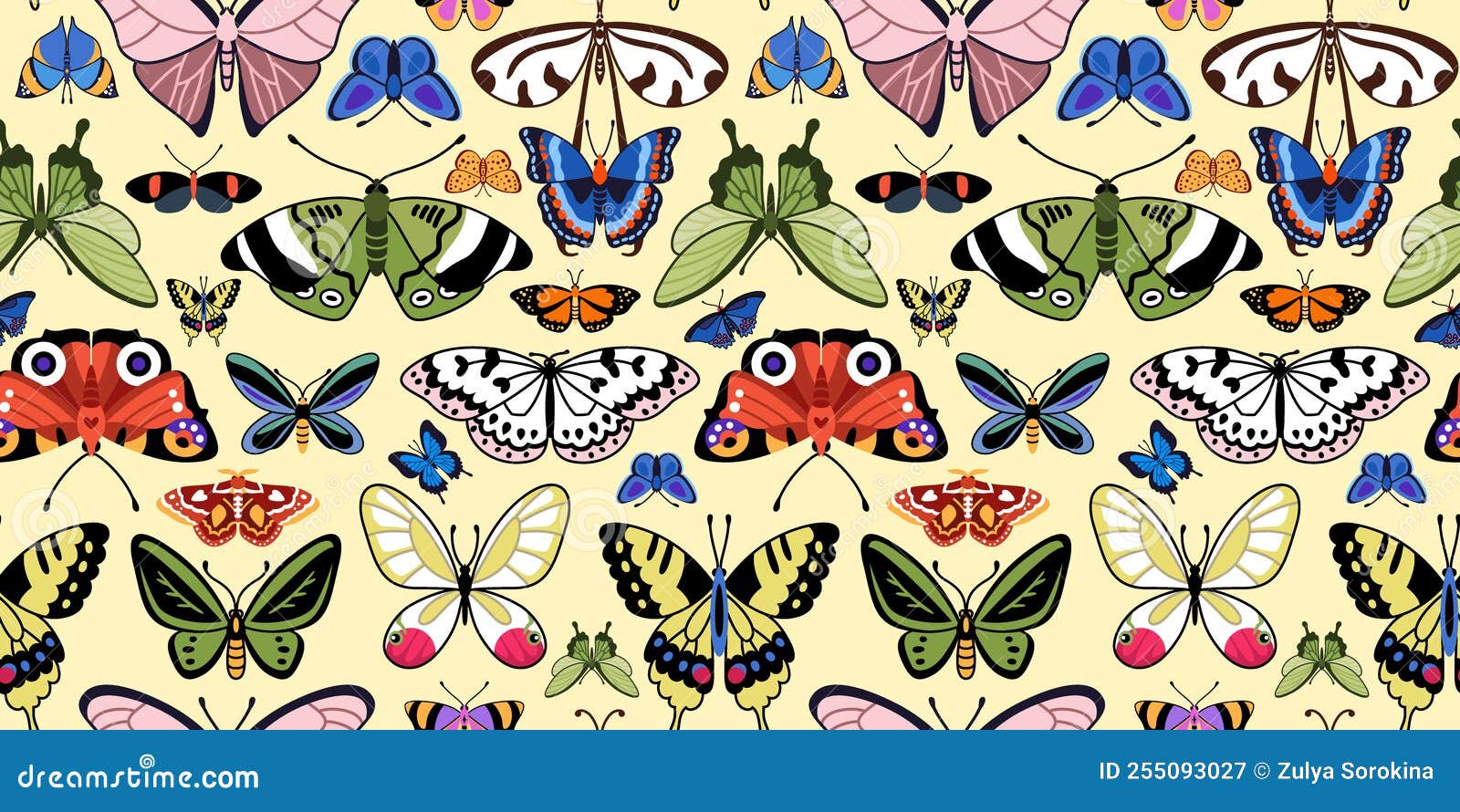 Seamless Vector Pattern with Beautiful Butterflies Stock Illustration ...