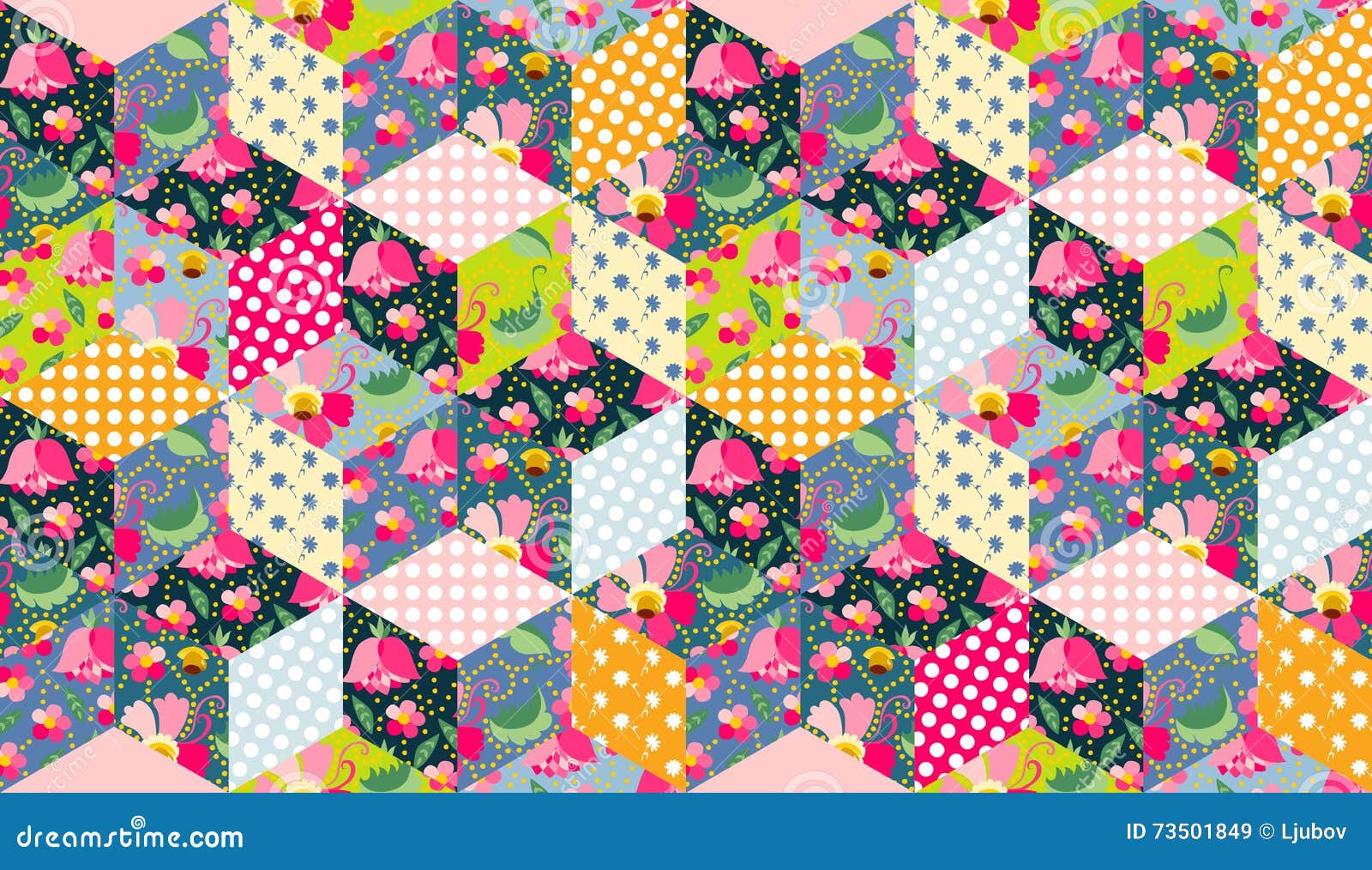 Seamless Vector Pattern Beautiful Patchwork Background Stock Vector