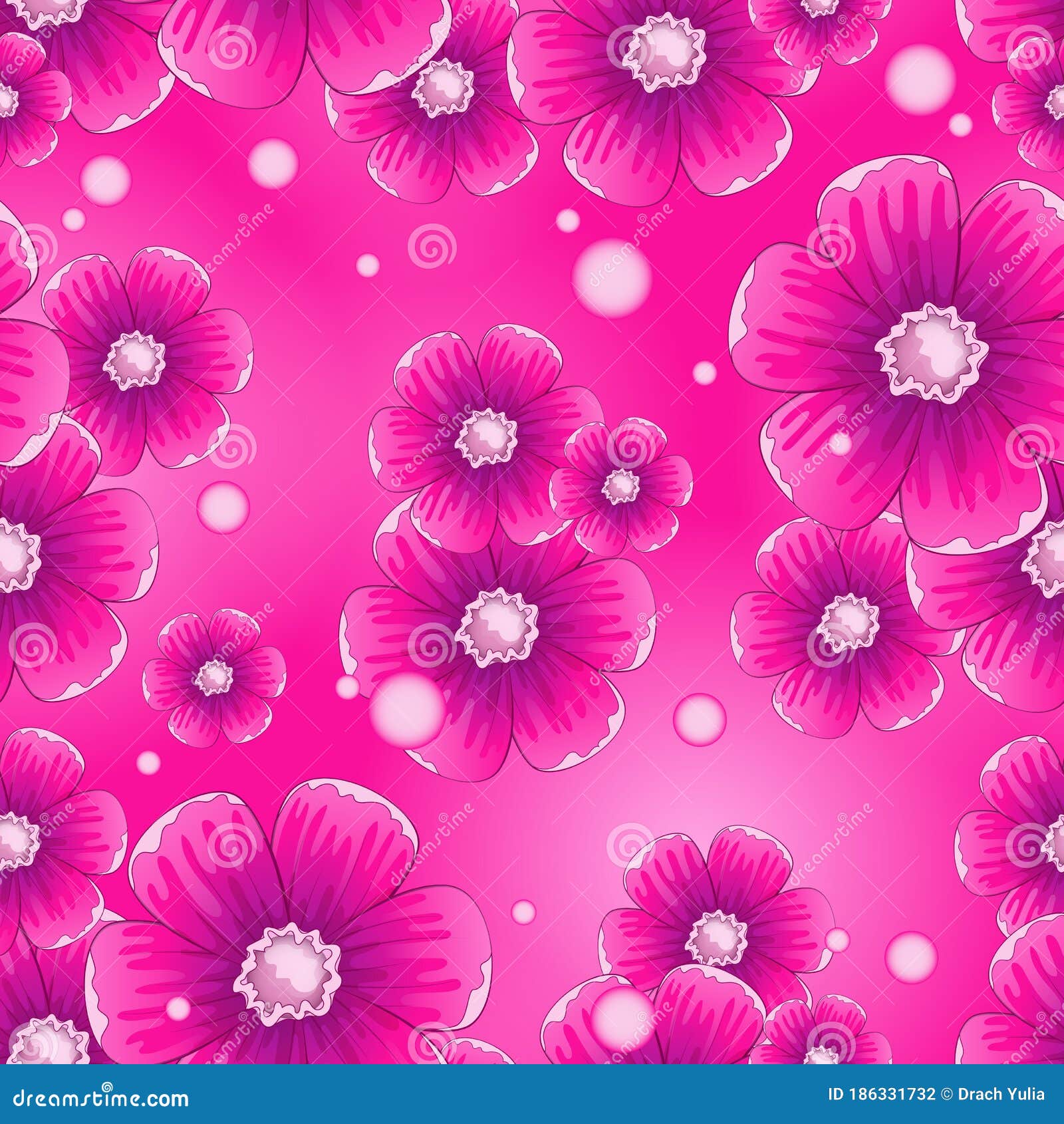 Seamless Vector Pattern with Beautiful Pink Flowers Stock Vector ...