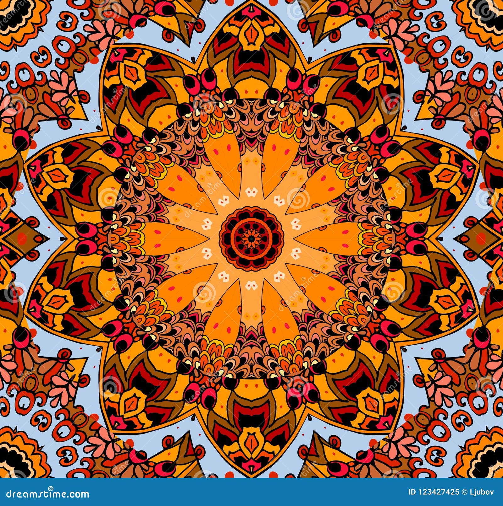 Seamless Vector Pattern with Beautiful Rosette. Print for Fabric Stock ...