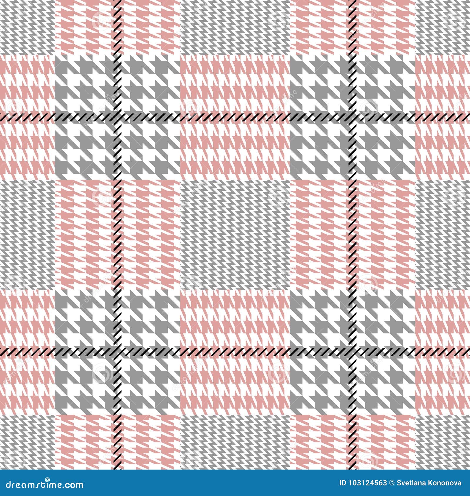 Classical Checkered Hounds Tooth and Zig Zag Print. Stock Vector ...