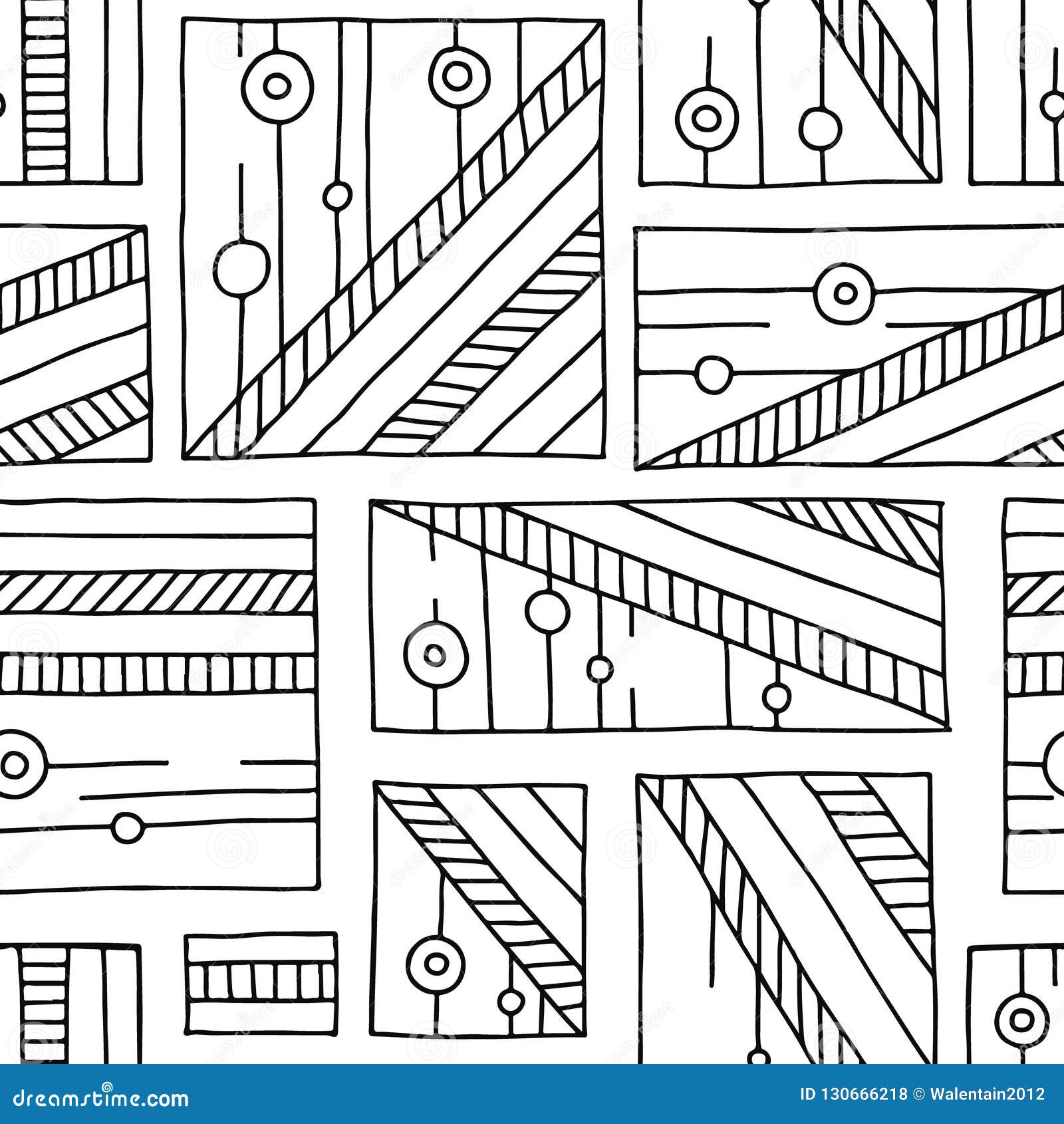 Seamless Vector Pattern. Black and White Geometrical Hand Drawn ...