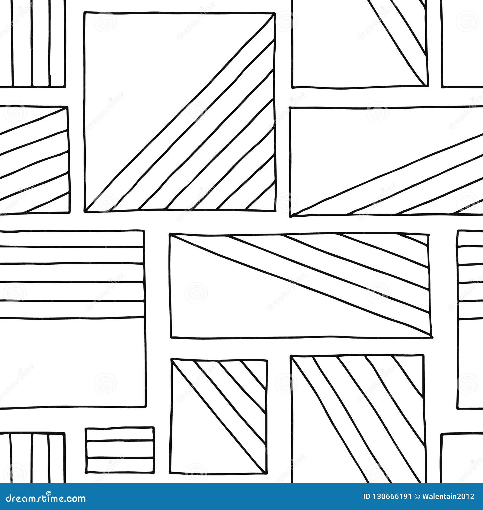 Seamless Vector Pattern. Black and White Geometrical Hand Drawn ...