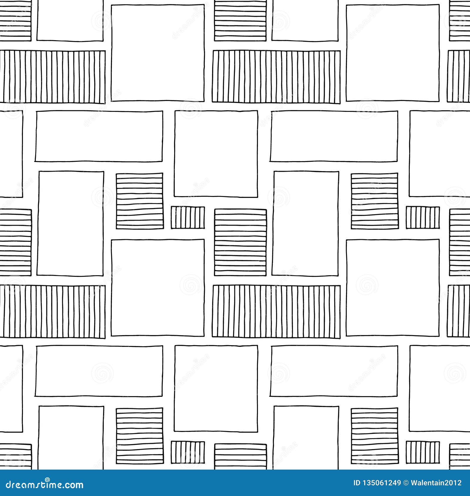 Seamless Vector Pattern. Black and White Geometrical Hand Drawn ...