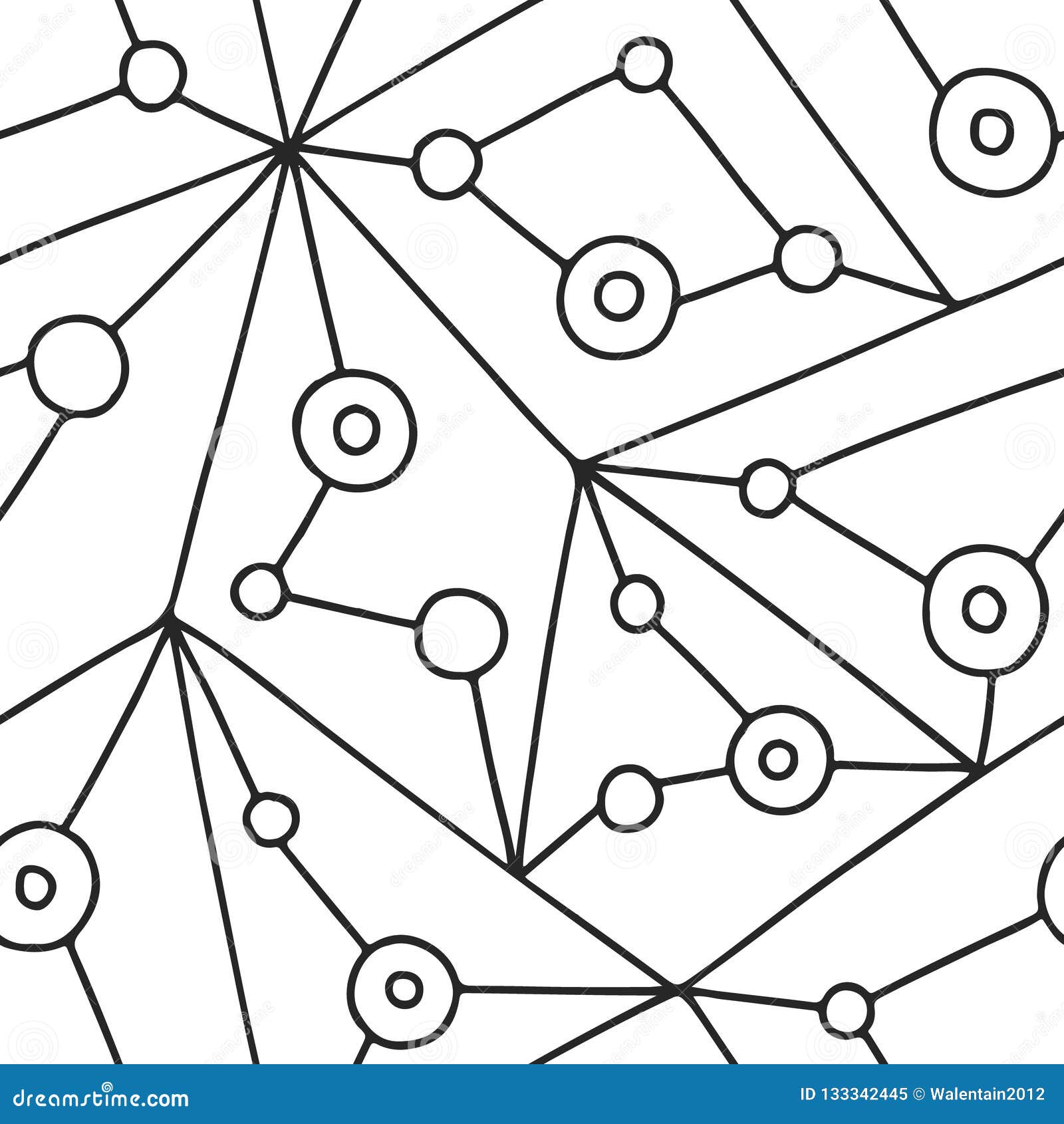 Seamless Vector Pattern, Black and White Lined Asymmetric Geometric ...