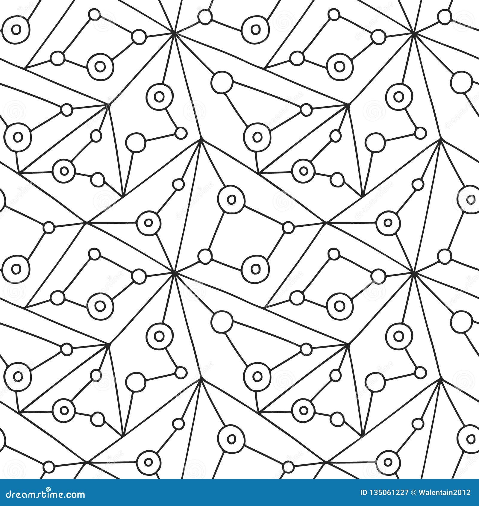 Seamless Vector Pattern, Black and White Lined Asymmetric Geometric ...