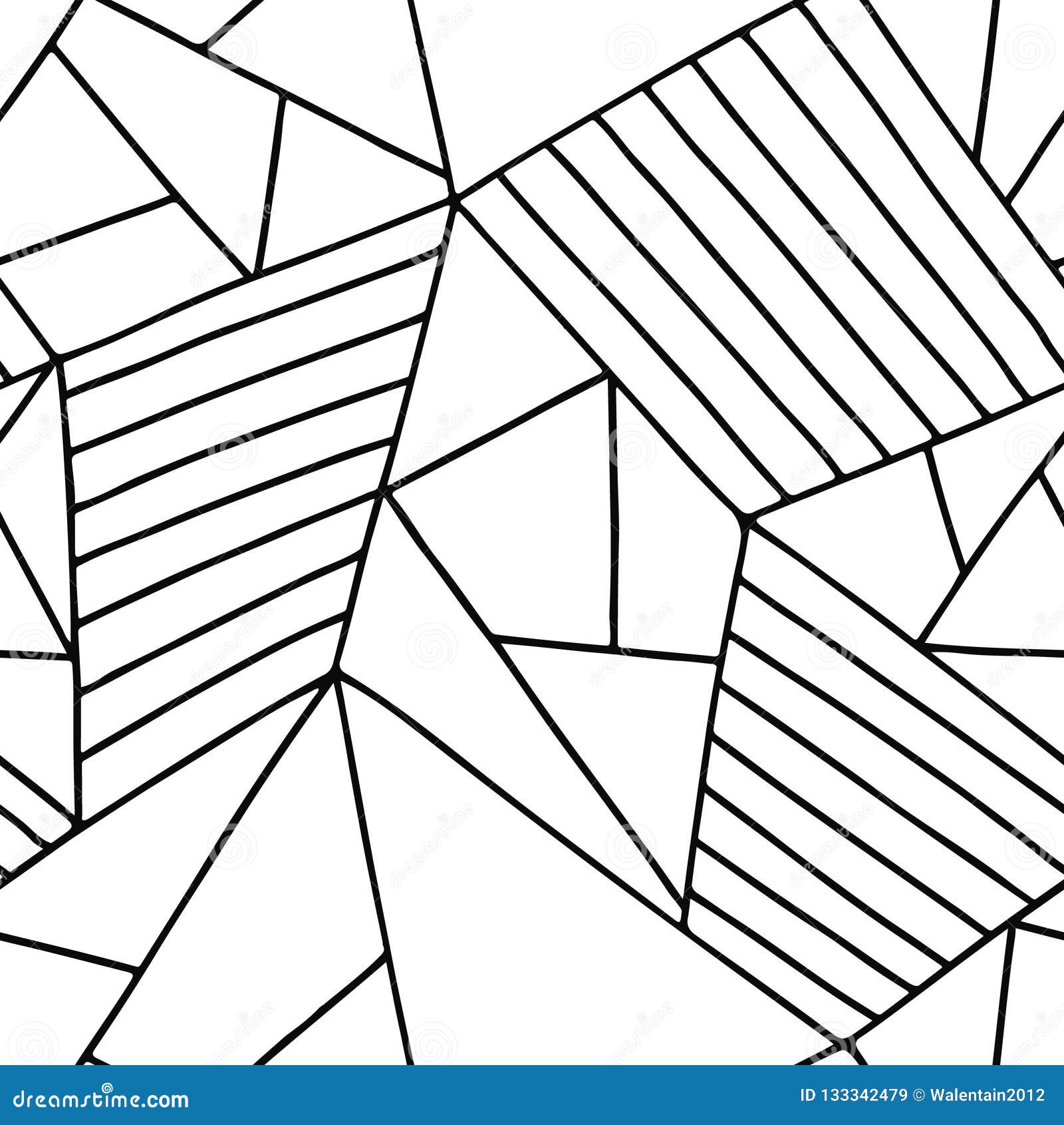 Seamless Vector Pattern, Black and White Lined Asymmetric Geometric ...