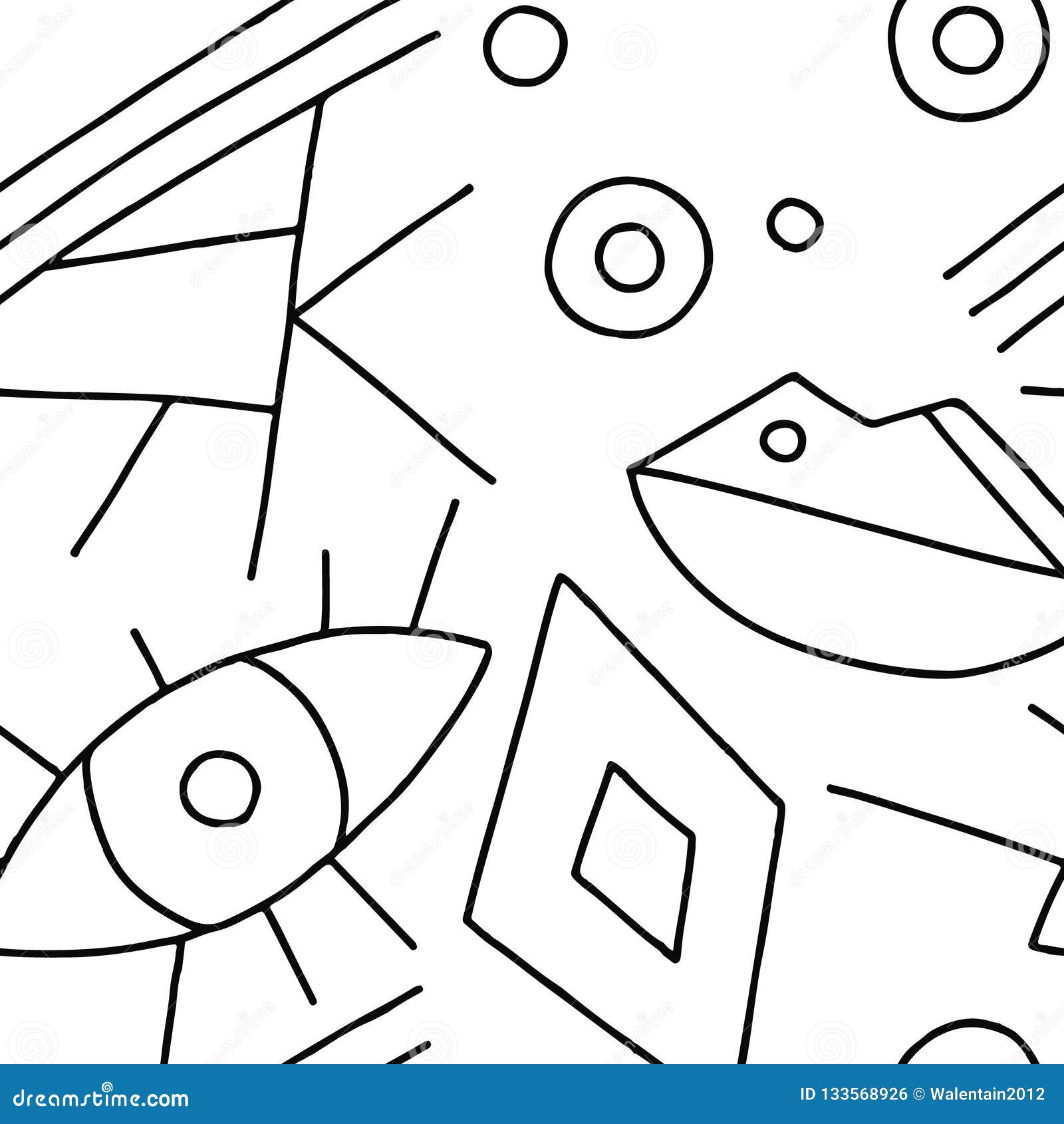 Seamless Vector Pattern, Black and White Lined Asymmetric Geometric ...