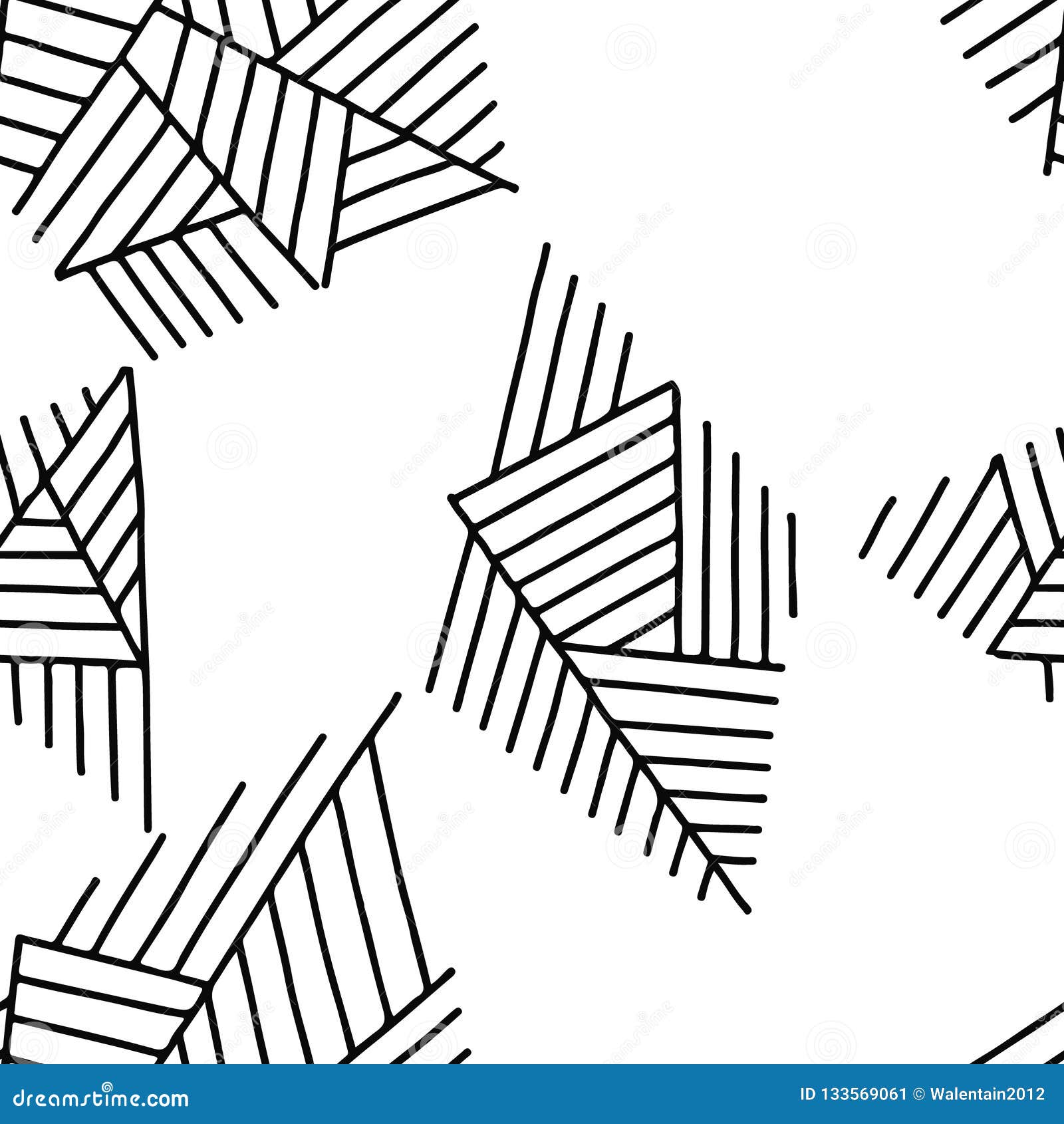 Seamless Vector Pattern, Black and White Lined Asymmetric Geometric ...