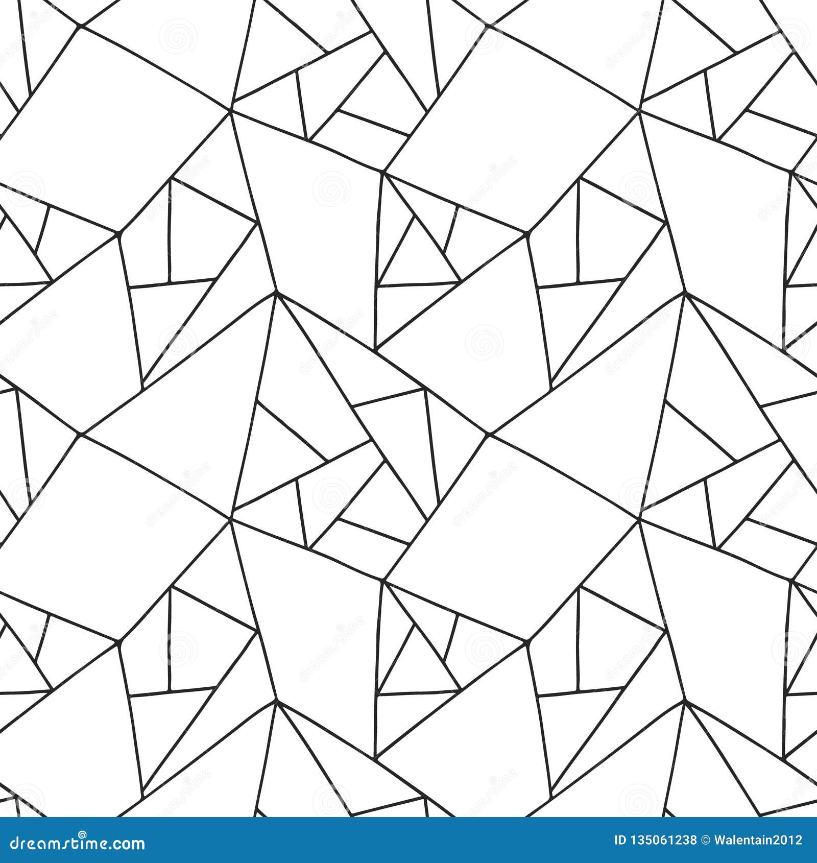 Seamless Vector Pattern, Black and White Lined Asymmetric Geometric ...