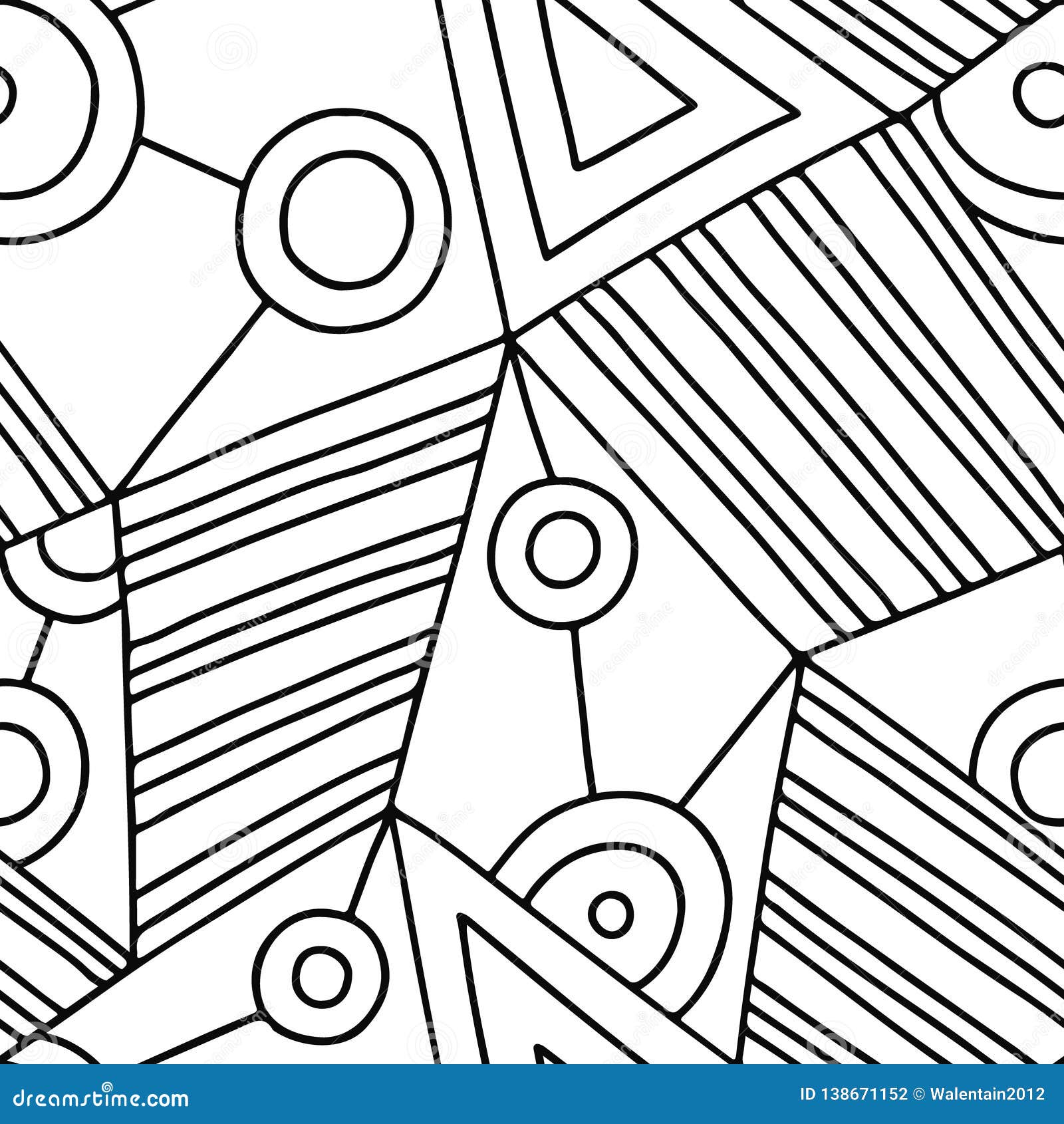 Seamless Vector Pattern, Black and White Lined Asymmetric Geometric ...