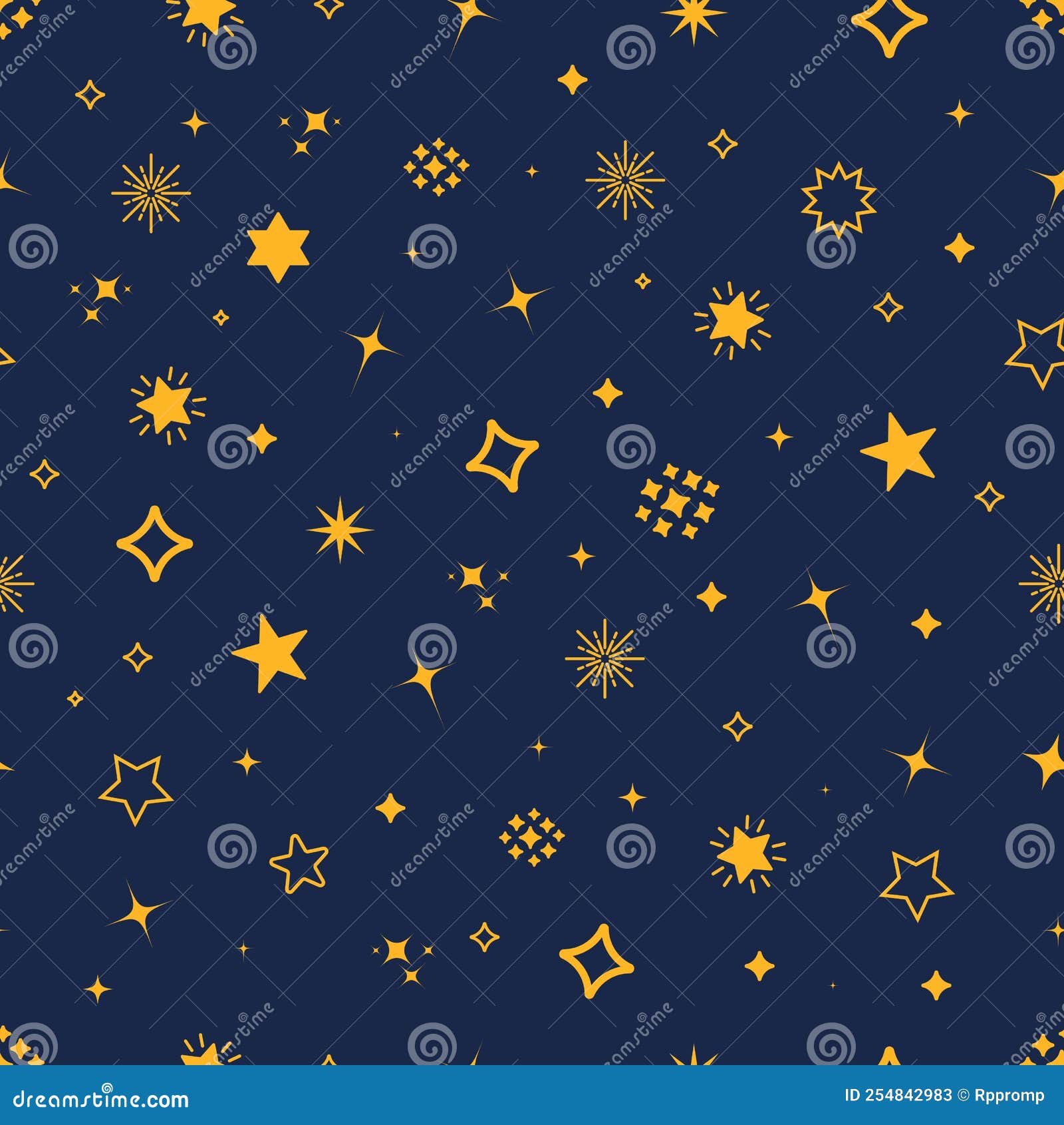 Seamless Vector Pattern on a Blue Background of the Starry Sky, Stars ...