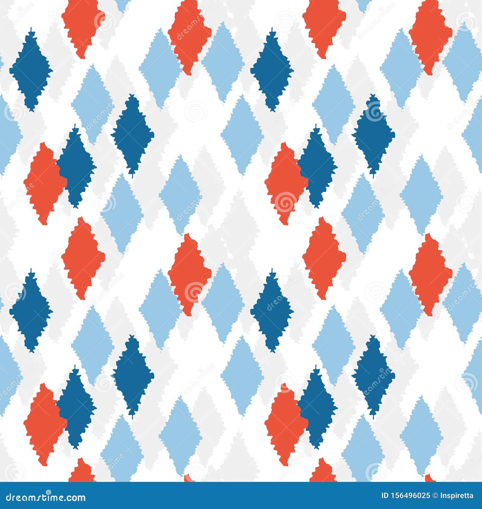 Seamless Vector Pattern of Blue and Red Diamonds on White Background ...