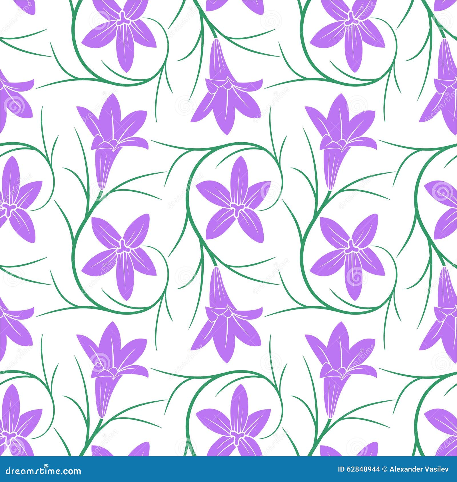 Seamless Vector Pattern Bluebell Stock Vector - Illustration of vector ...
