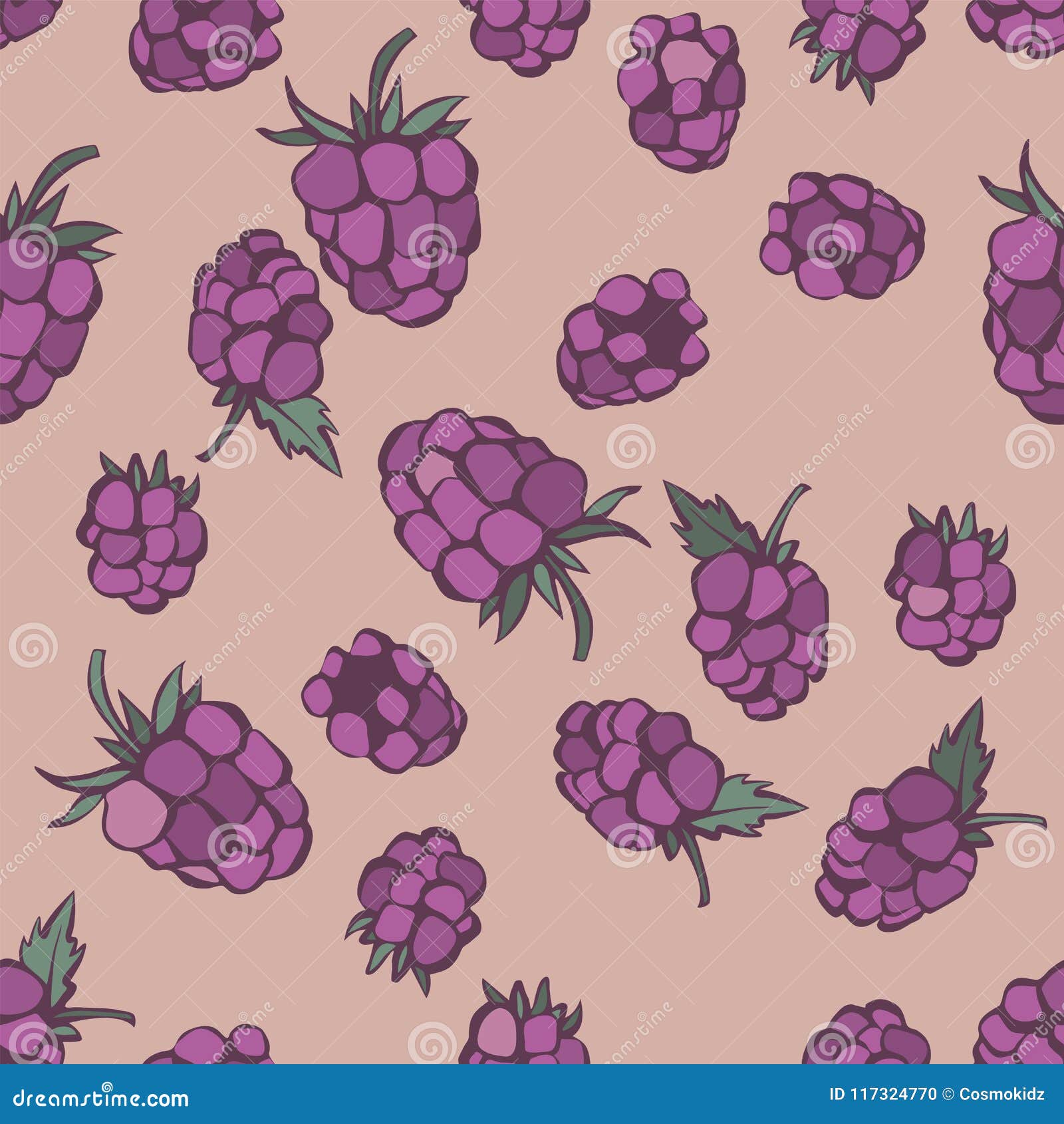 Seamless Vector Pattern of Blueberries in Cartoon Style, Pastel Colours ...