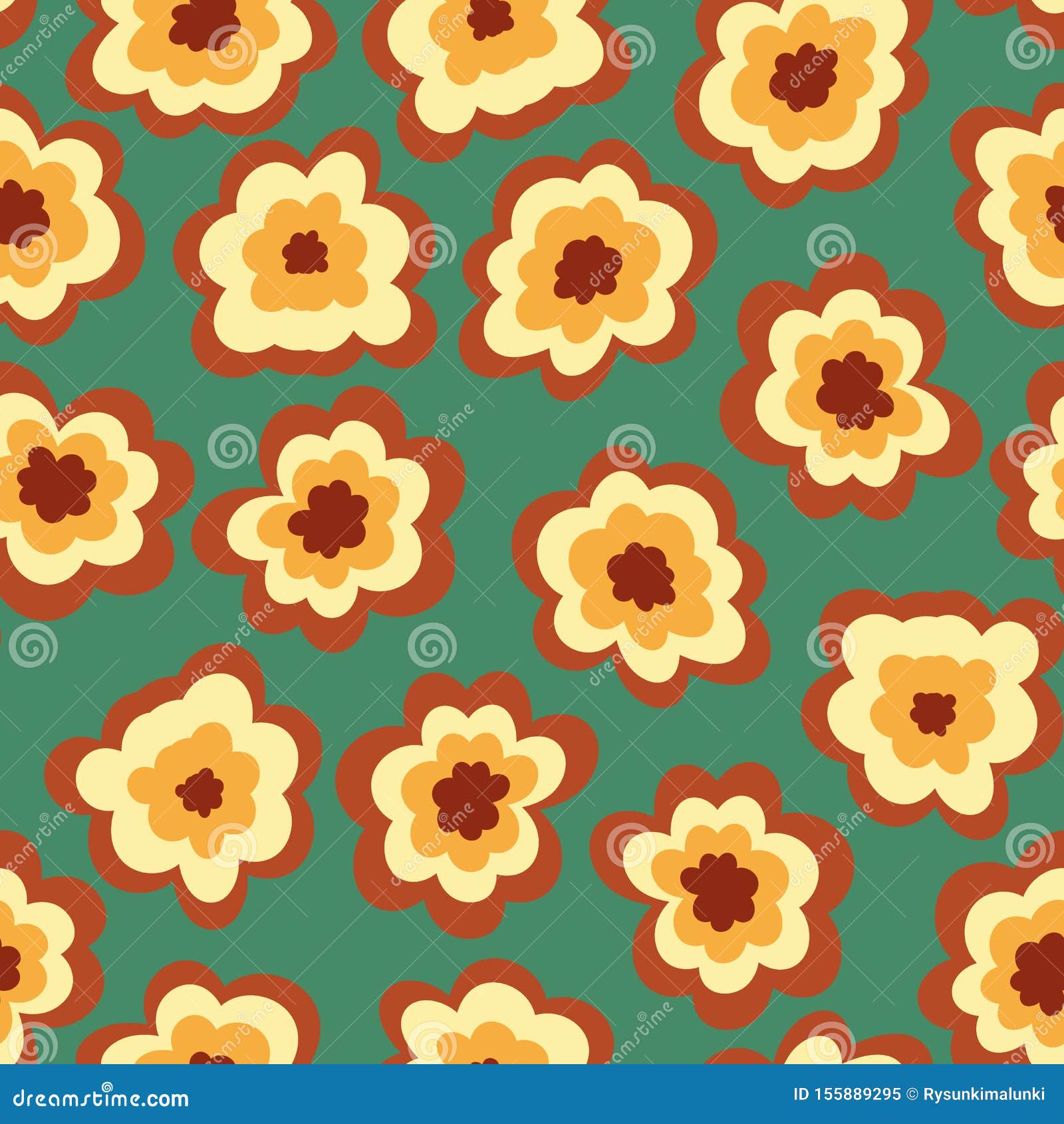 Seamless Vector Pattern with Bold Graphic Florals Stock Vector ...