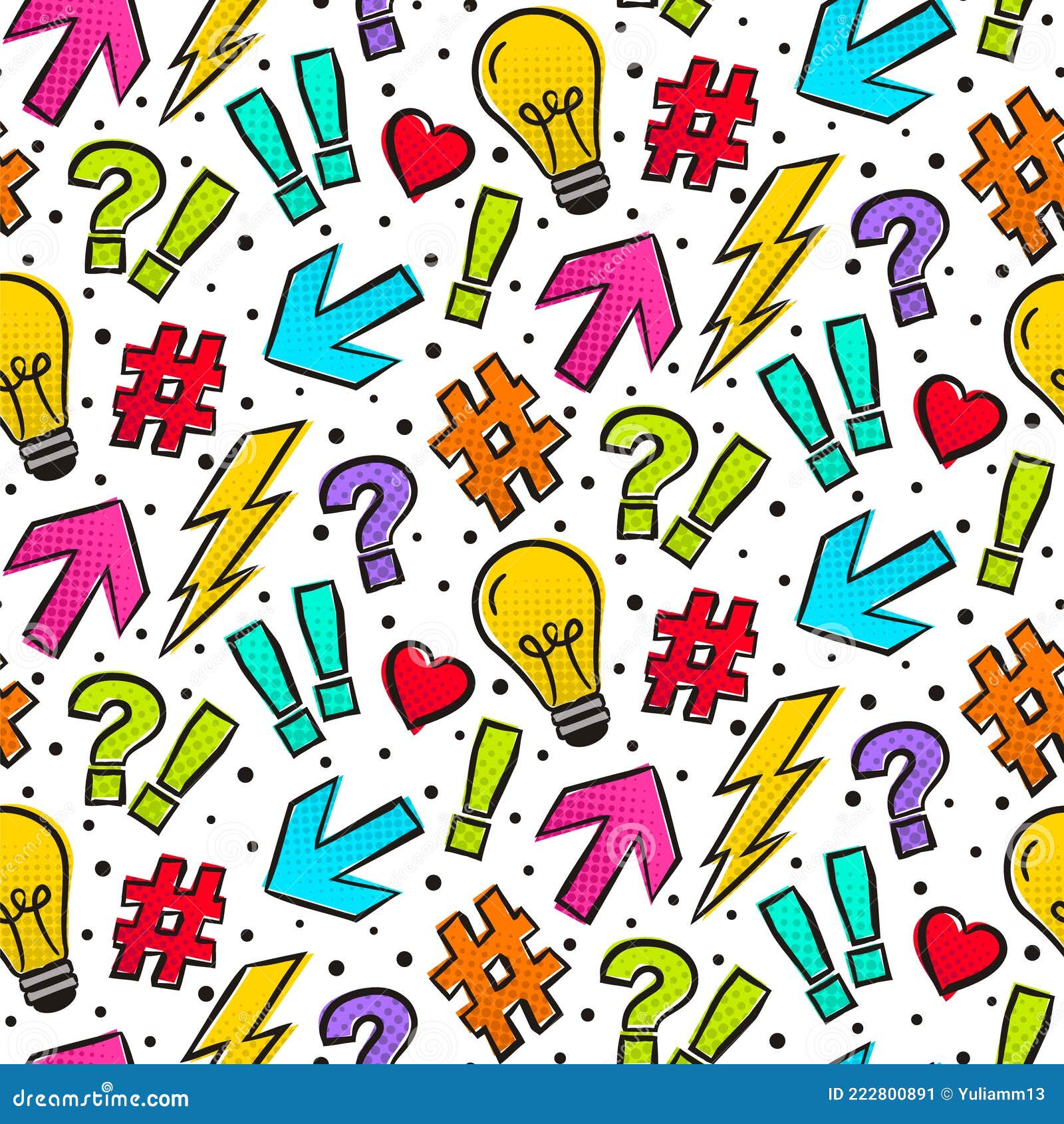 Seamless Vector Pattern of Bright Comics Marks Stock Vector ...