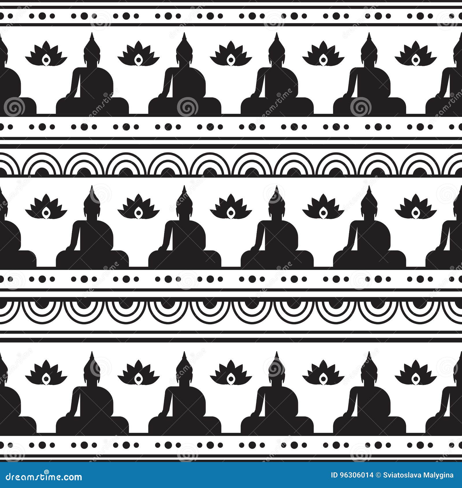 Seamless Vector Pattern with Buddha and Lotus Stock Vector ...