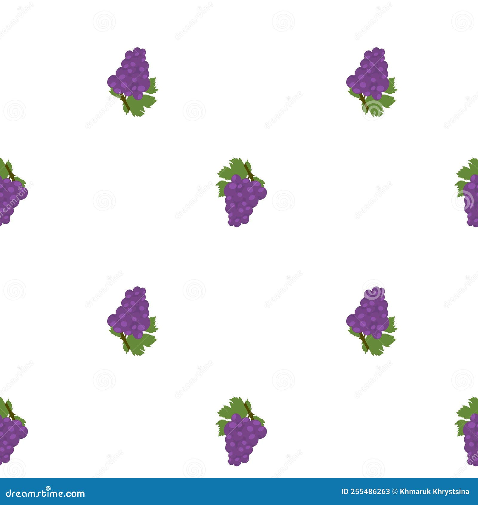Seamless Vector Pattern with Bunch of Grapes with Leaves. Stock Vector ...
