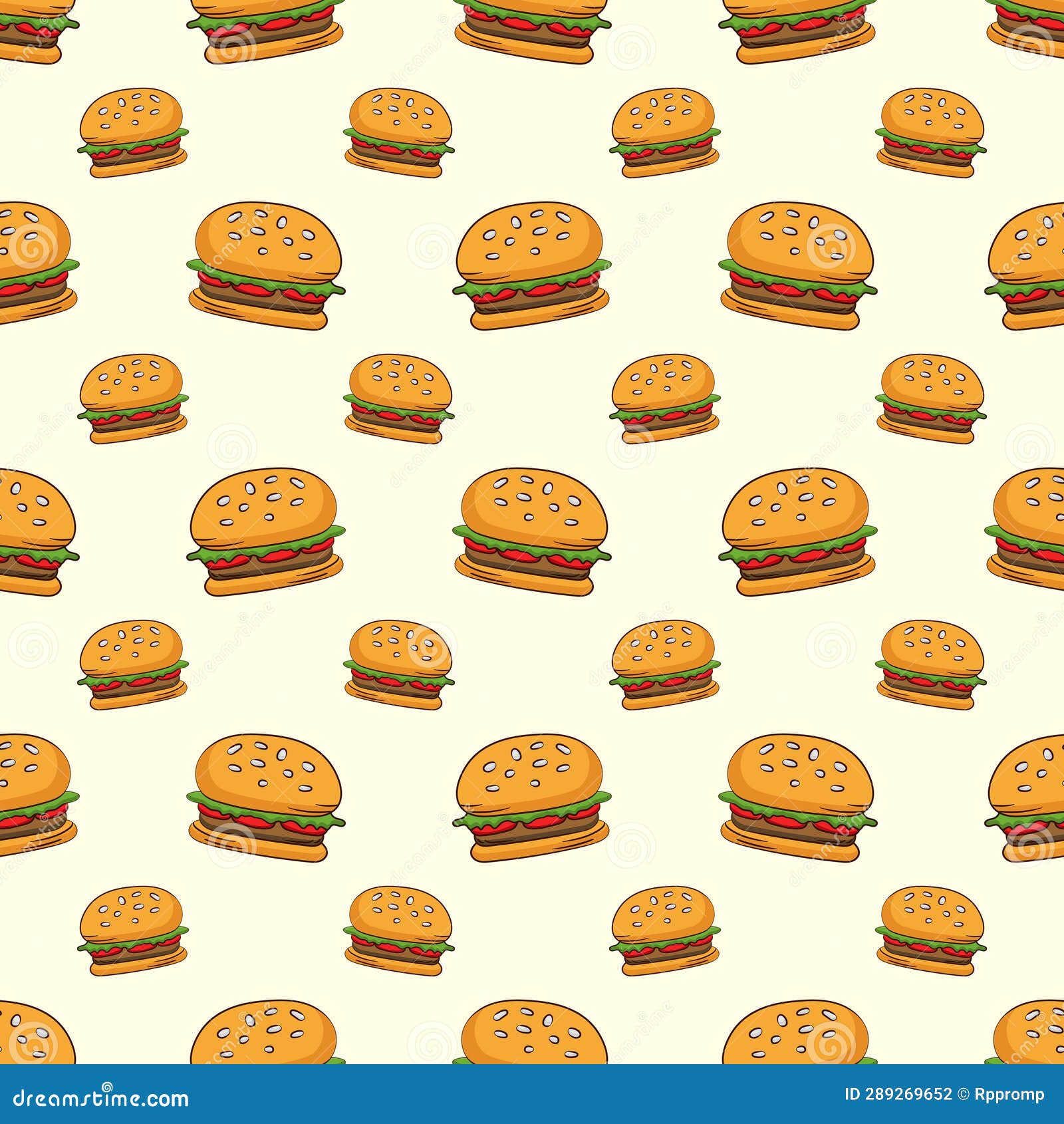 Seamless Vector Pattern with Burger on Background Stock Vector ...