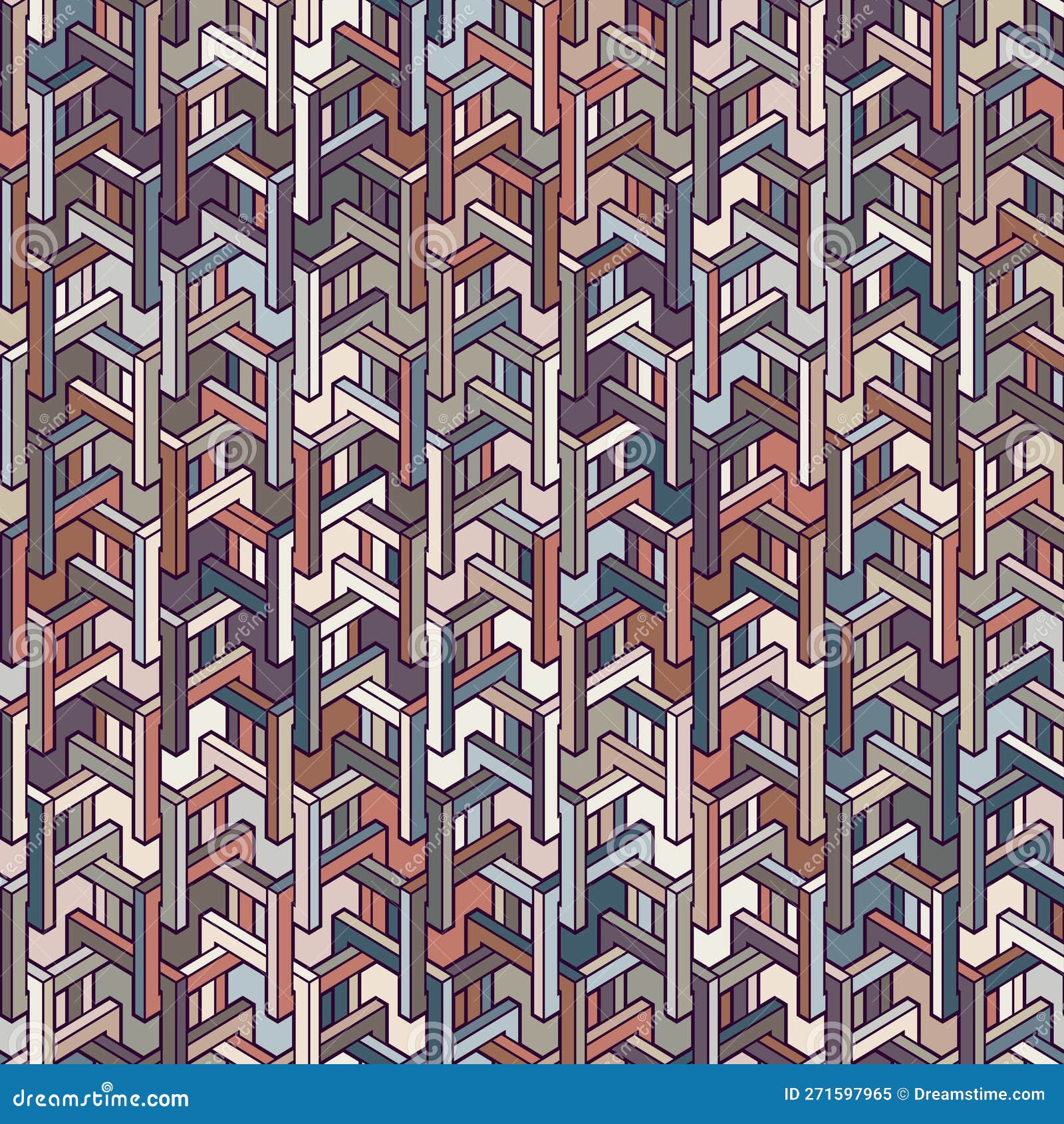 Seamless Vector Pattern with Chained Multicolored Squares. Geometric ...