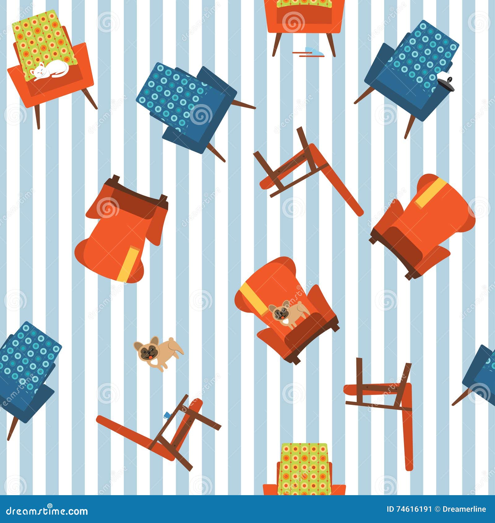 Seamless Vector Pattern Chairs.Simple Seamless Pattern of Different ...