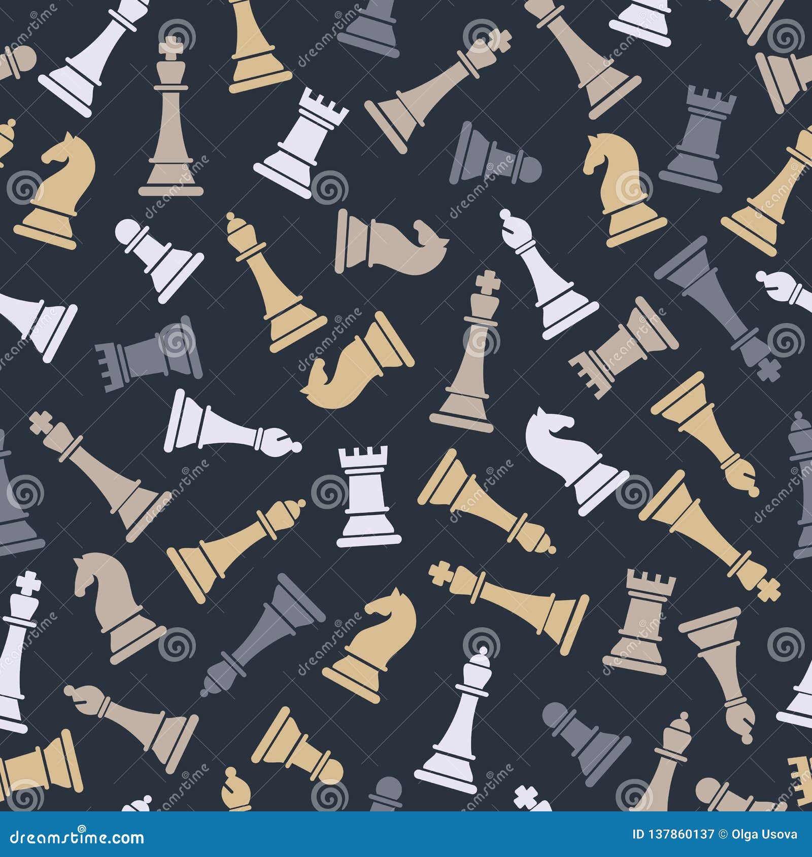Seamless Vector Pattern with Chess on Grey Stock Vector - Illustration ...