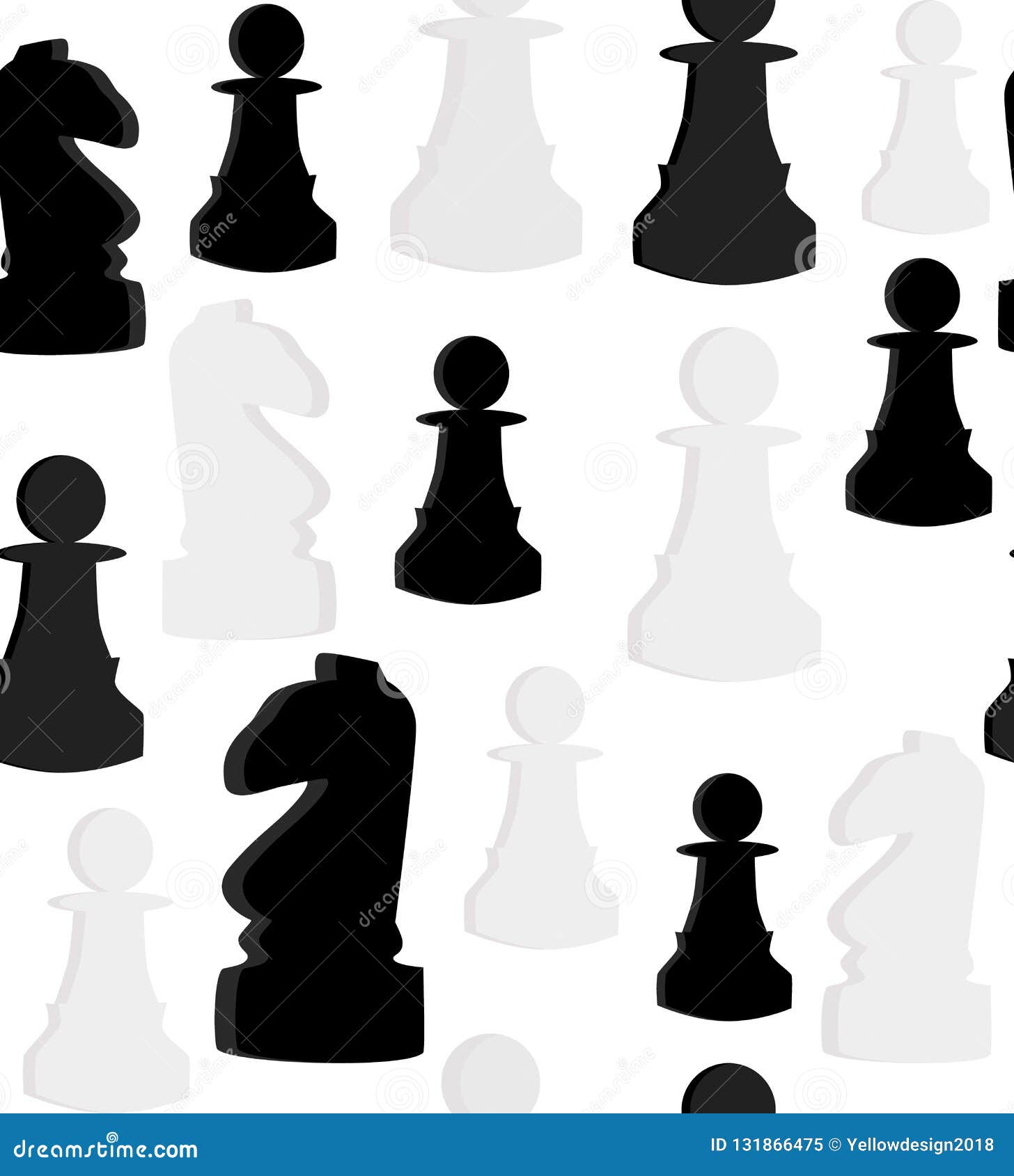 Seamless Vector Pattern with Chess on White Background Stock Vector ...