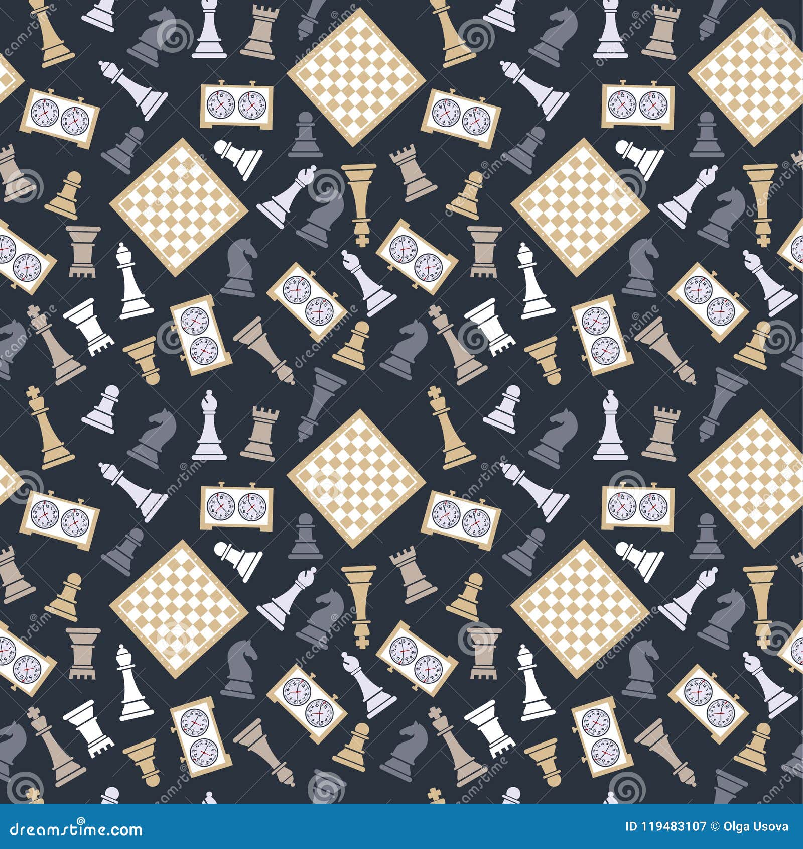 Seamless Vector Pattern with Chess on Dark Bluu Stock Vector ...
