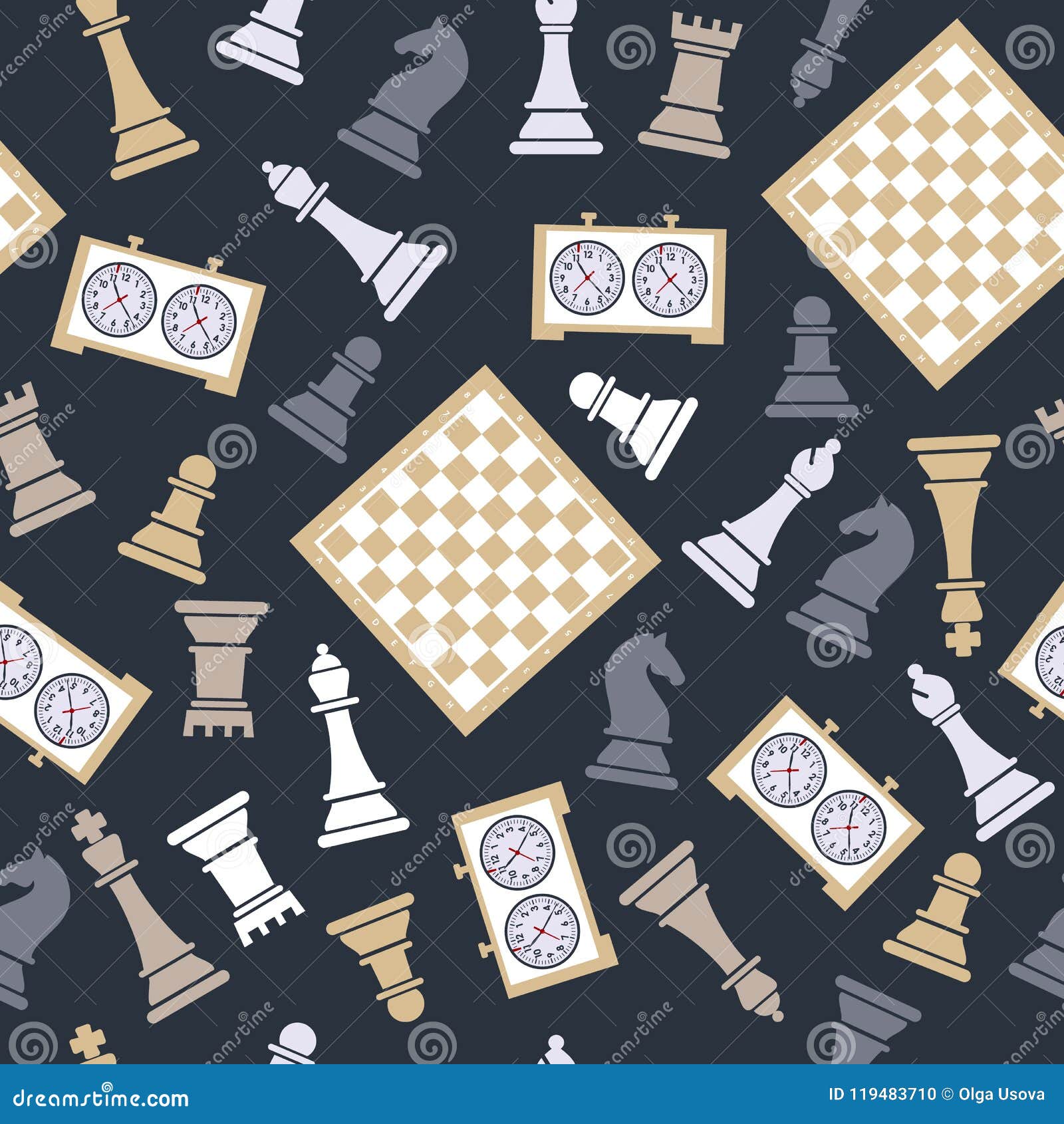 Seamless Vector Pattern with Chess on Dark Bluu Stock Vector ...