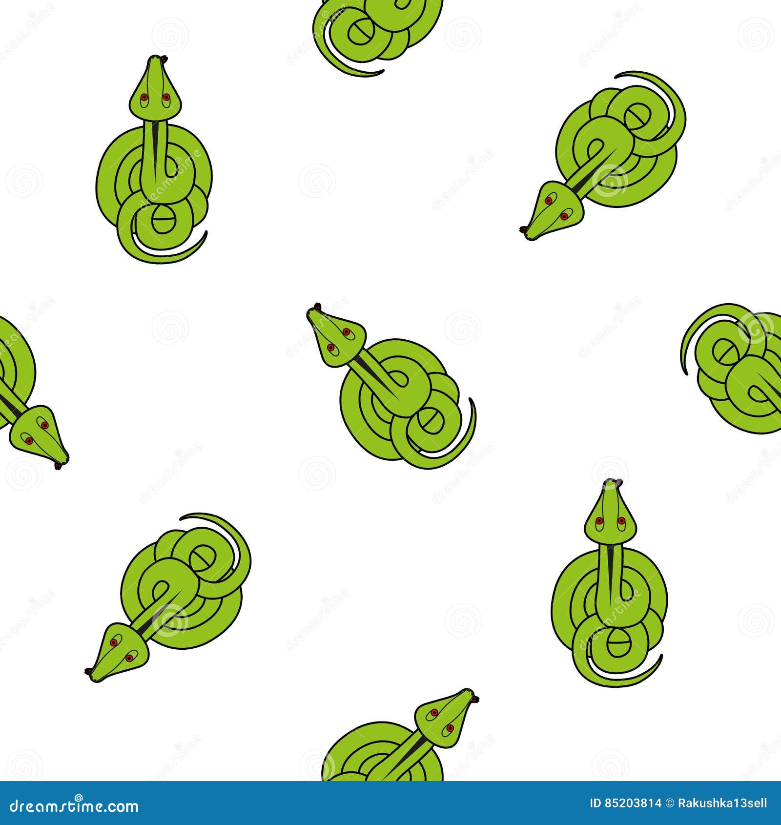 Seamless Vector Pattern for Children. Cartoon Snake Top View on a White ...