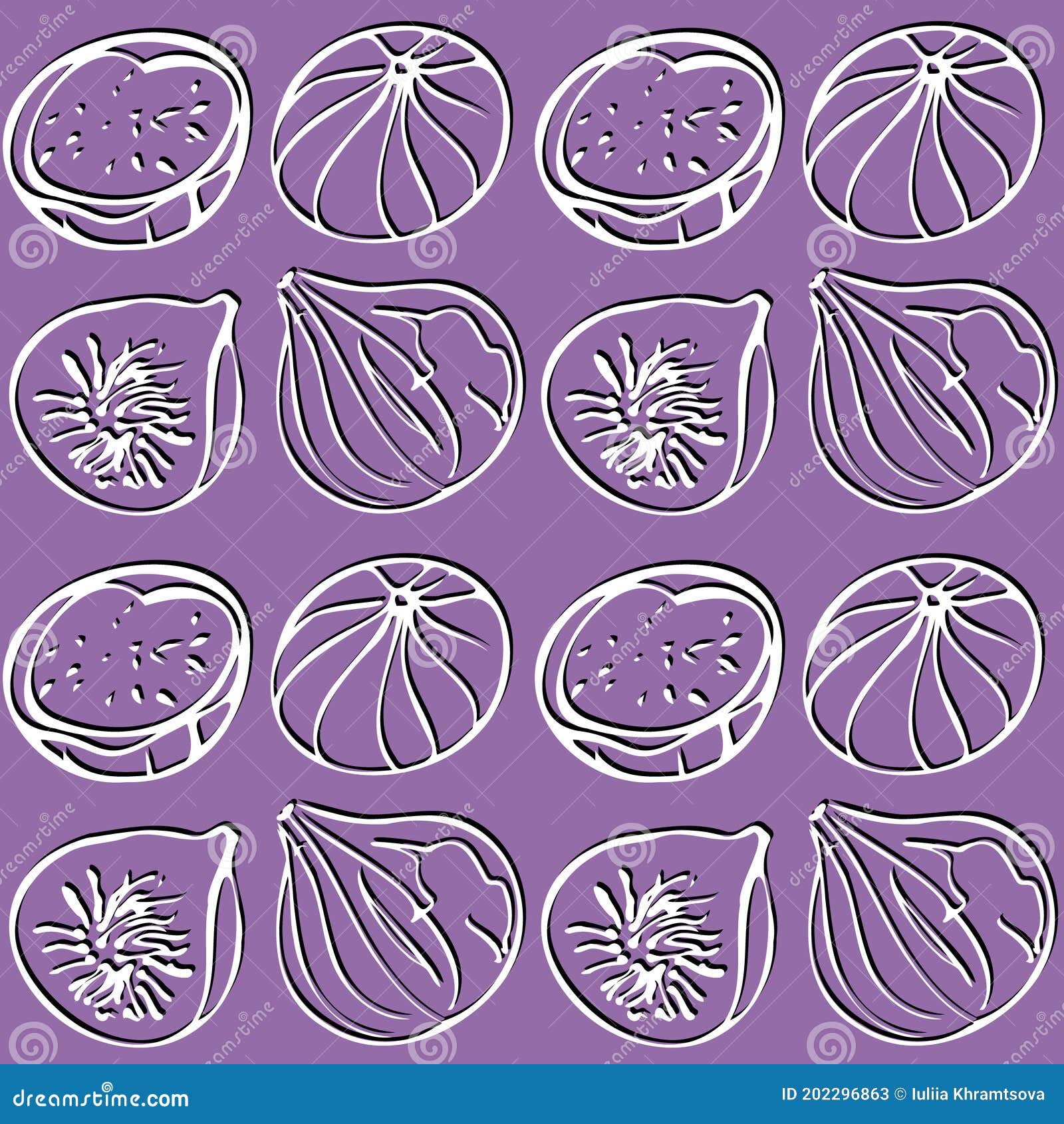 Seamless Vector Pattern of the Circuit of Figs Lilac on Isolated ...