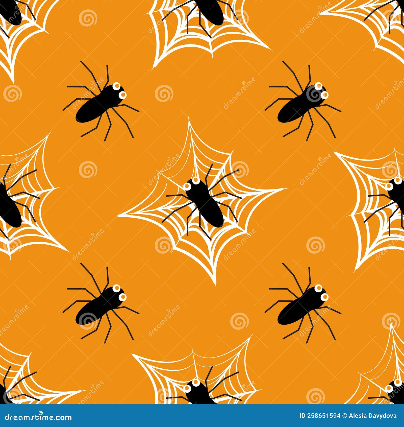 Seamless Vector Pattern with Cobwebs and Spiders. Illustration on the ...