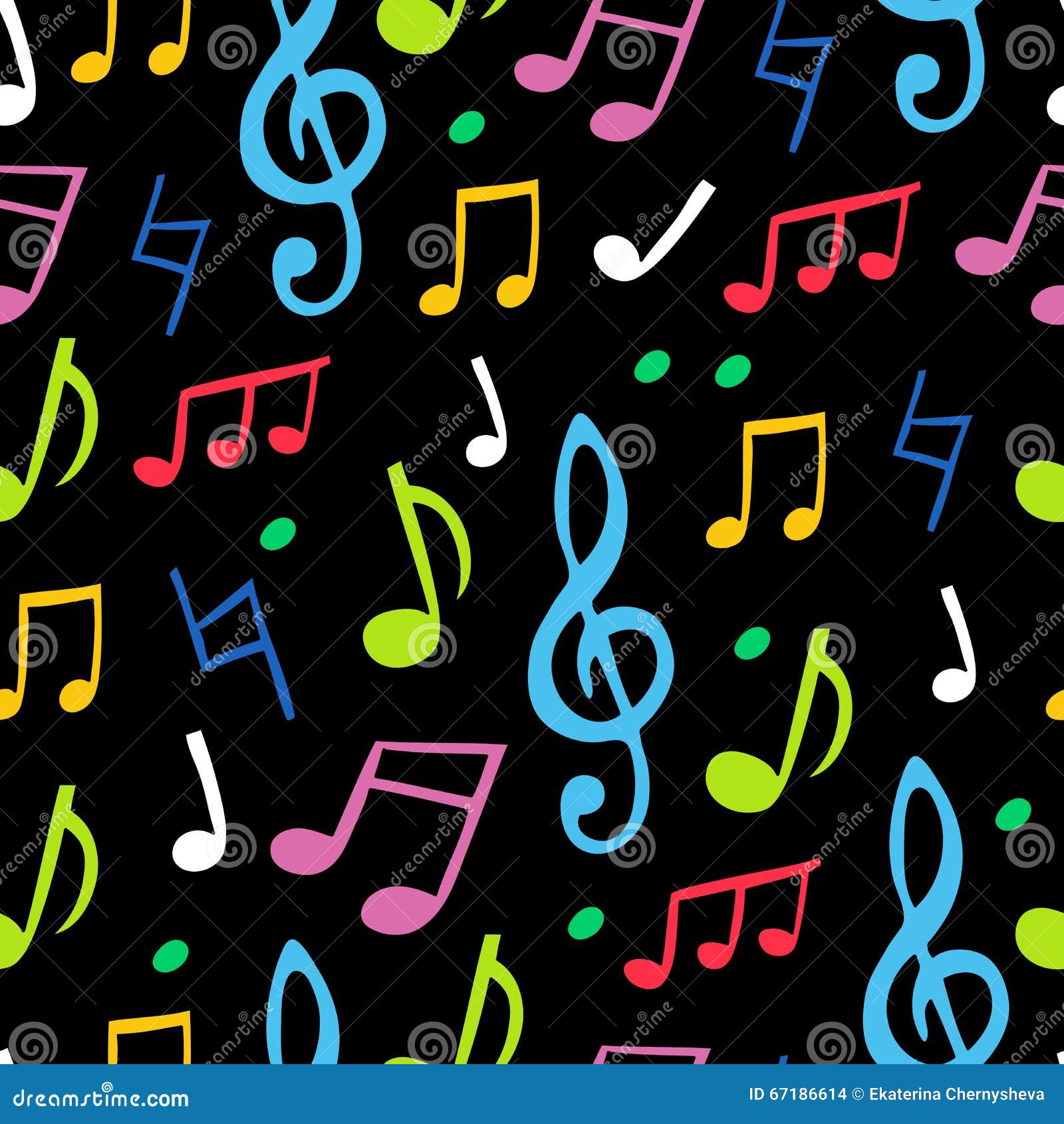 Seamless Vector Pattern of the Colored Musical Notes Stock Vector ...